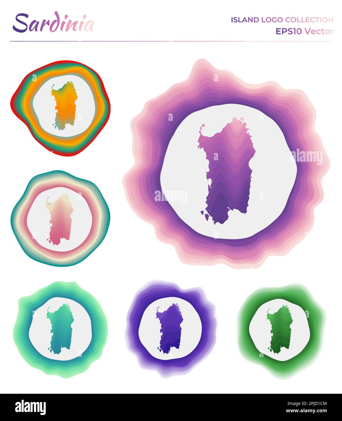 Sardinia logo collection. Colorful badge of the island. Layers around ...