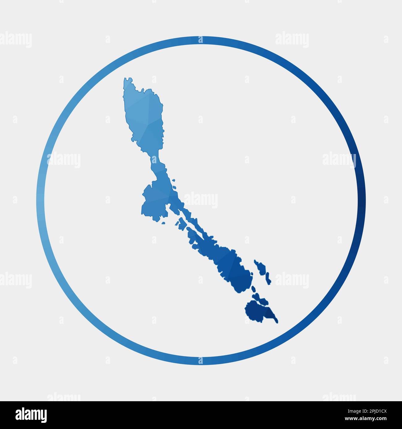 Losinj icon. Polygonal map of the island in gradient ring. Round low ...