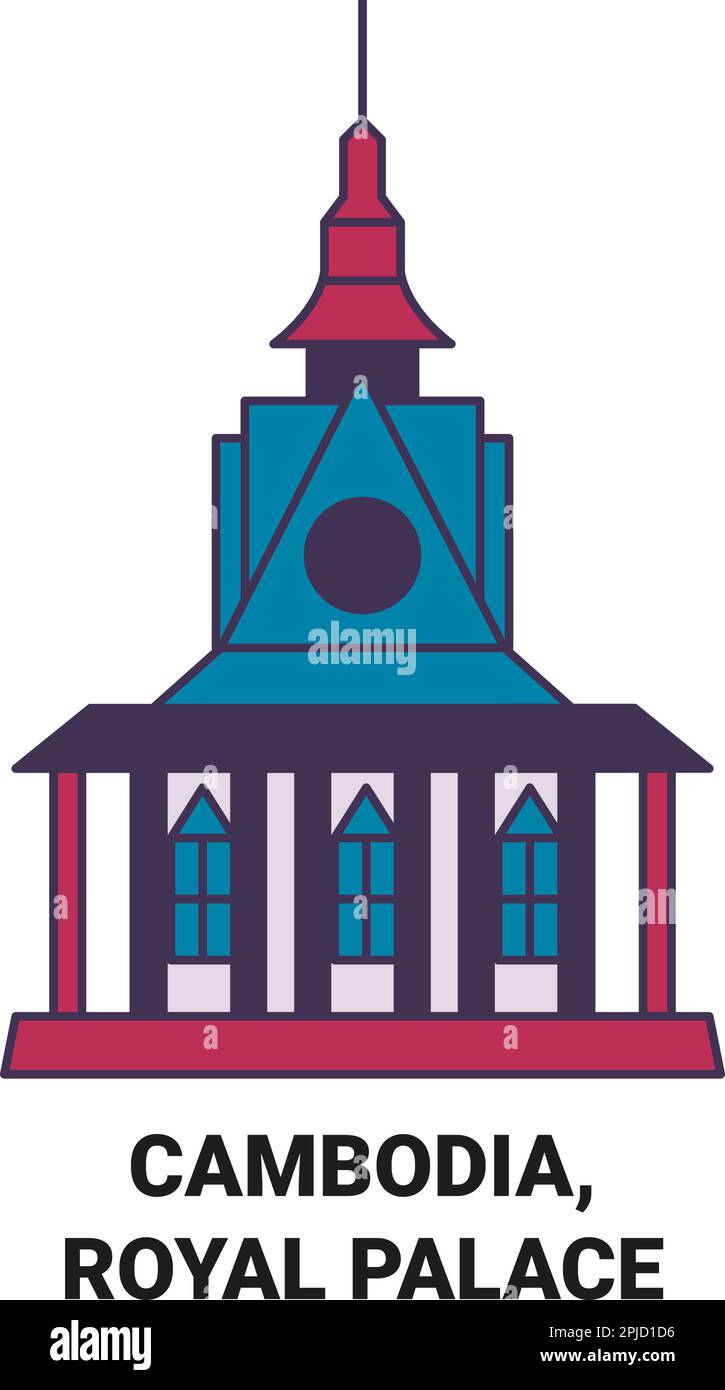Cambodia, Royal Palace travel landmark vector illustration Stock Vector ...