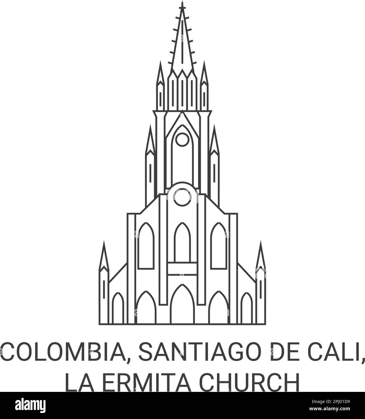 Colombia, Santiago De Cali, La Ermita Church travel landmark vector ...
