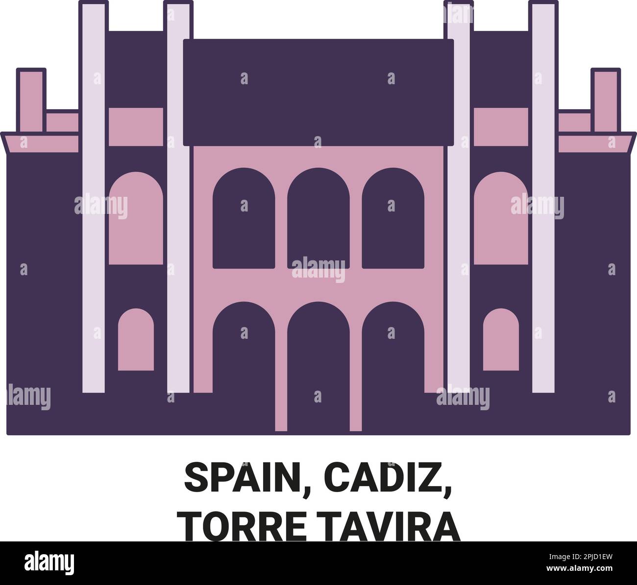 Spain, Cadiz, Torre Tavira travel landmark vector illustration Stock ...