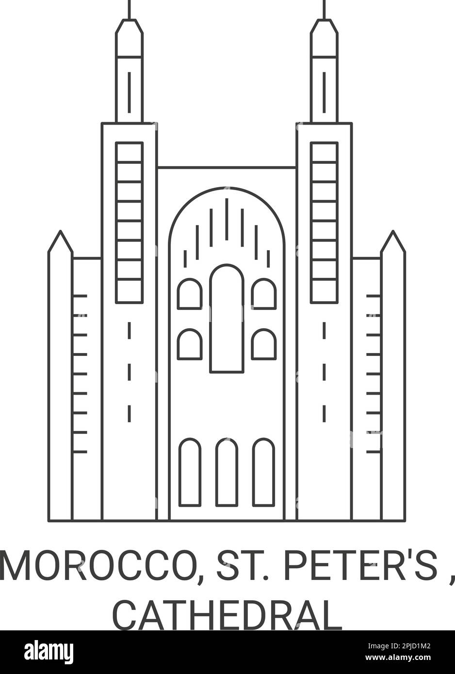 Morocco, St. Peter's , Cathedral travel landmark vector illustration ...