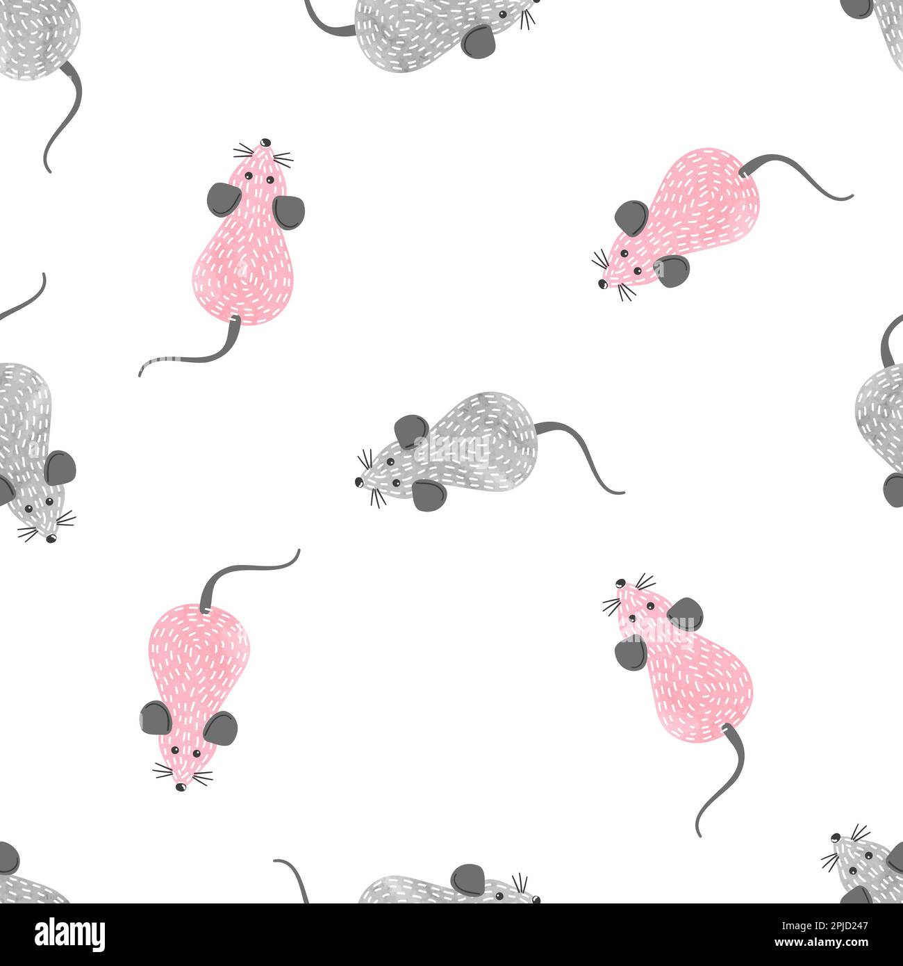 Seamless pink and grey cute mouse pattern. Vector background with cartoon mice Stock Vector ...