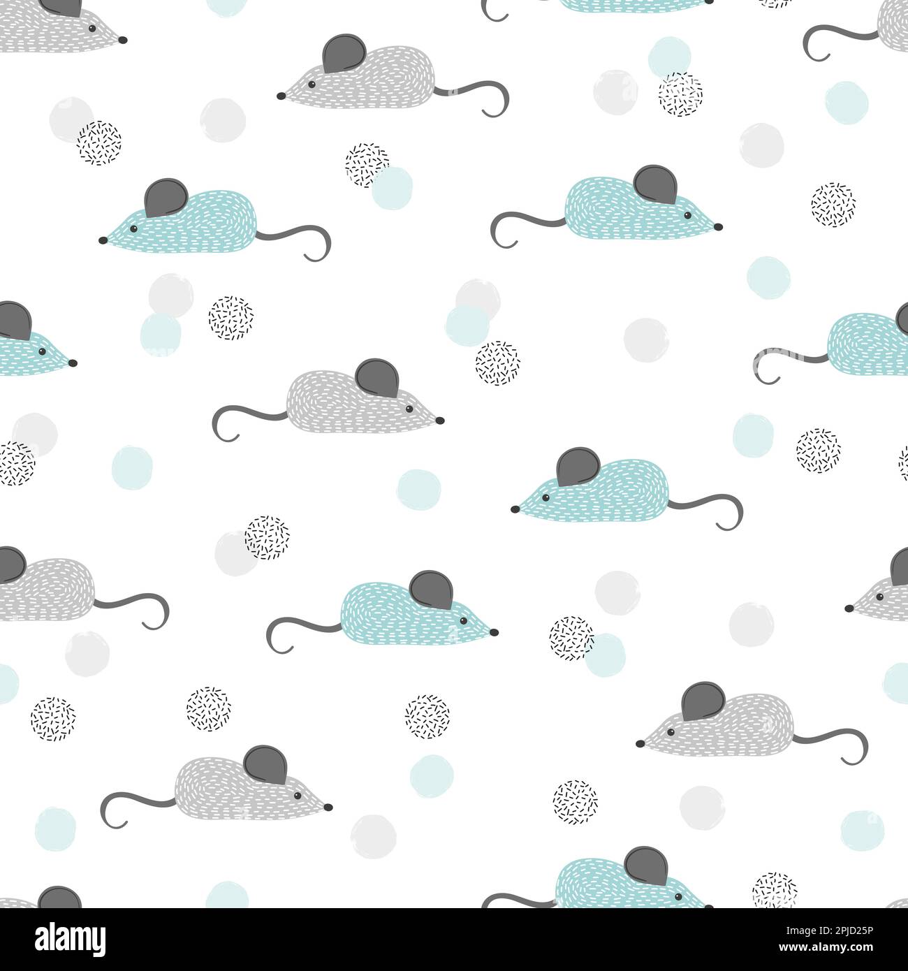 Cute mouse seamless pattern. Vector background with cartoon mice and ...