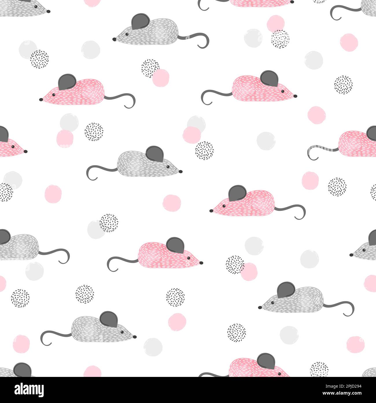 Seamless cute mouse pattern. Vector background with cartoon mice and ...