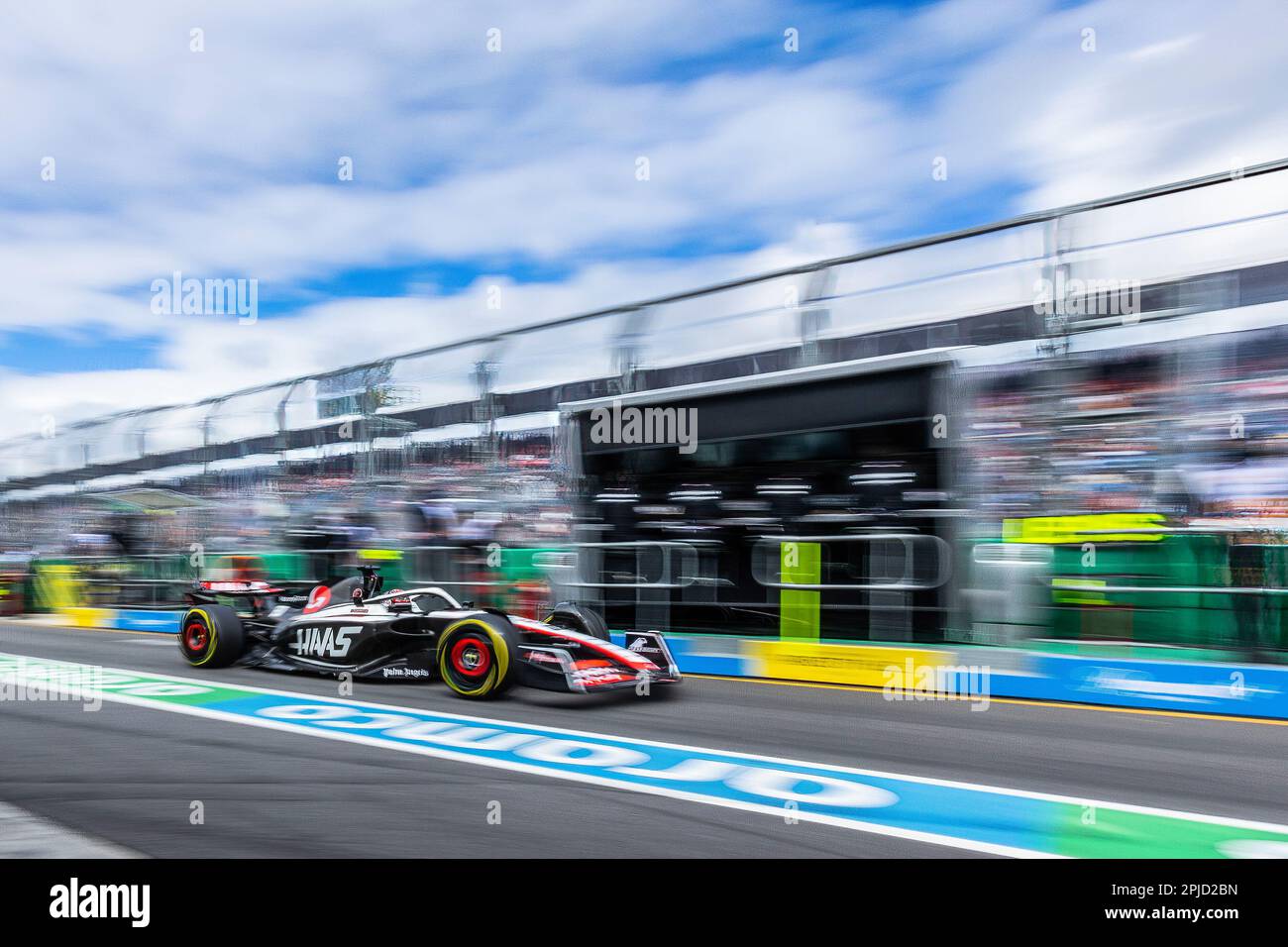 Melbourne, Australia. 01st Apr, 2023. Kevin Magnussen of Denmark drives ...