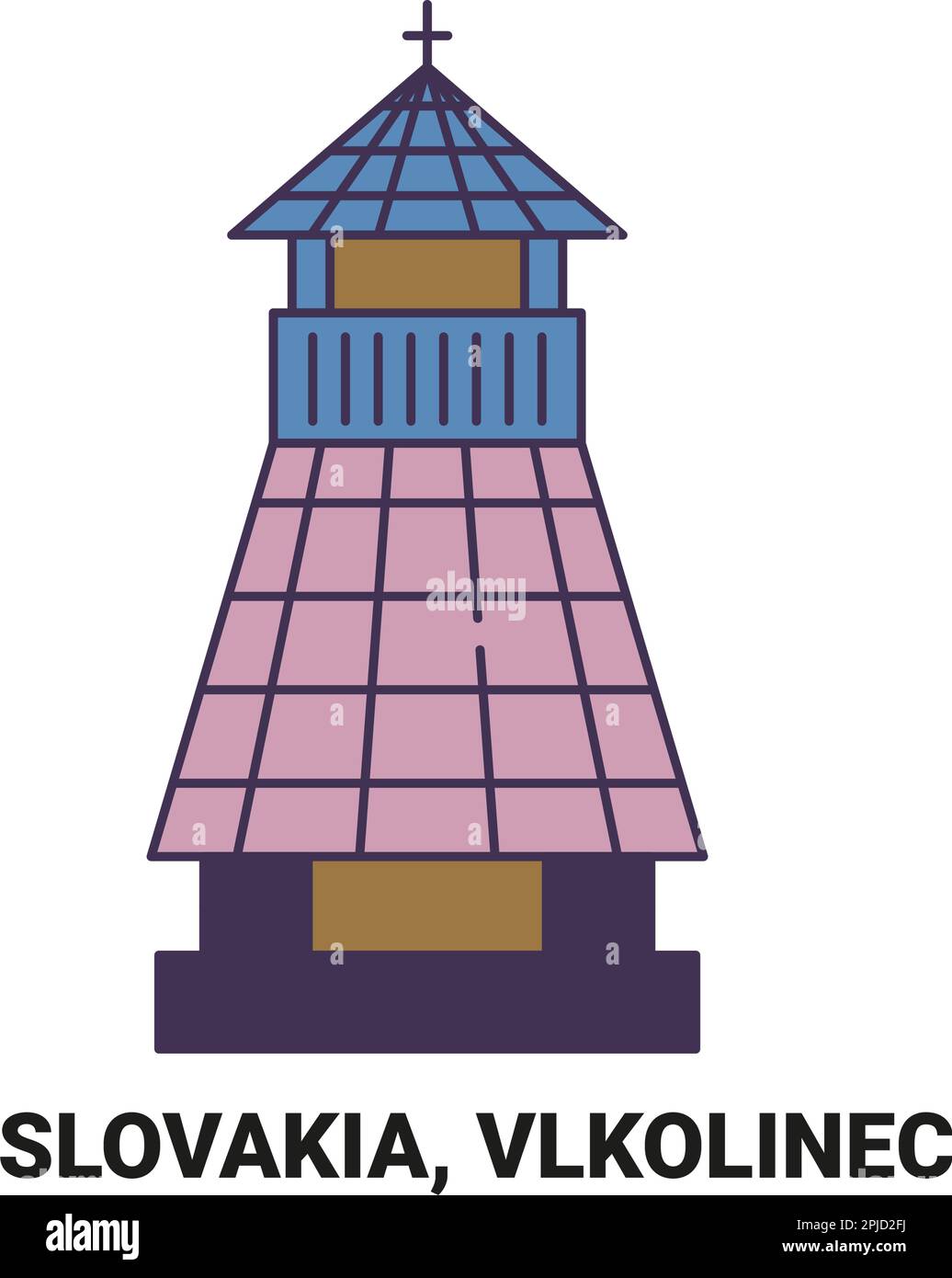 Slovakia, Vlkolinec travel landmark vector illustration Stock Vector ...