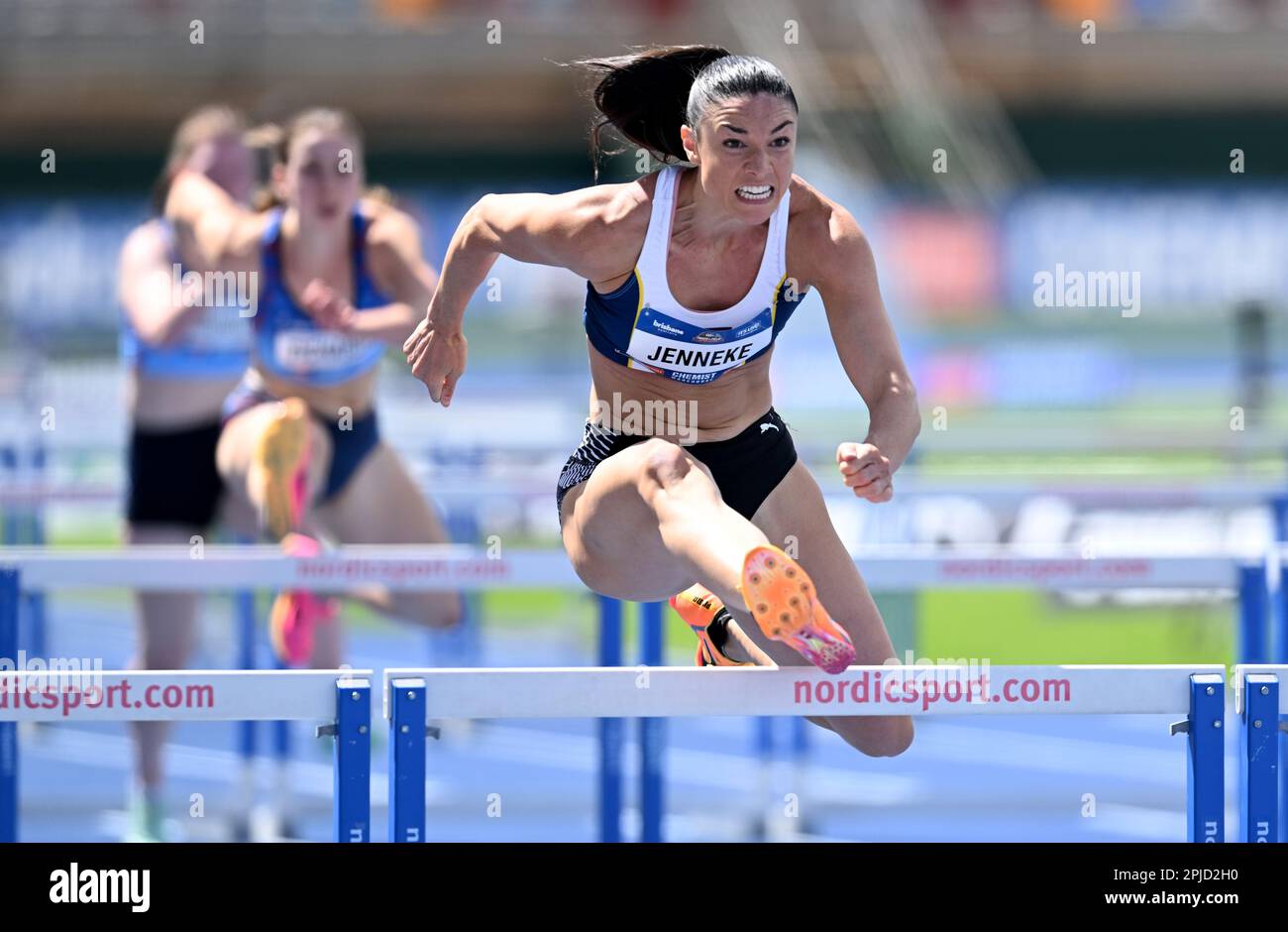 Michelle Jenneke in action during the heats of the women’s 100 metre ...