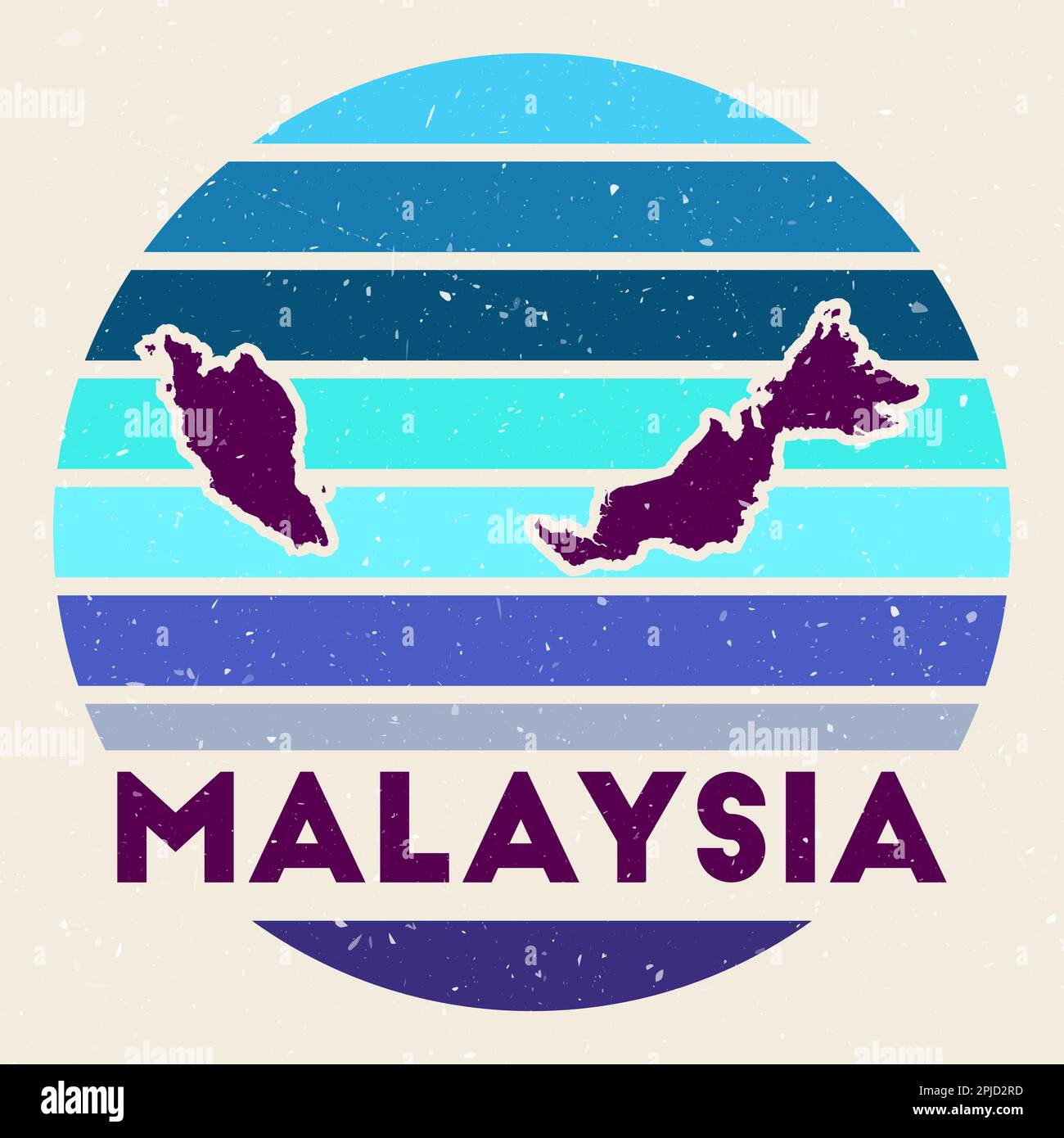 Malaysia logo. Sign with the map of the country and colored stripes ...