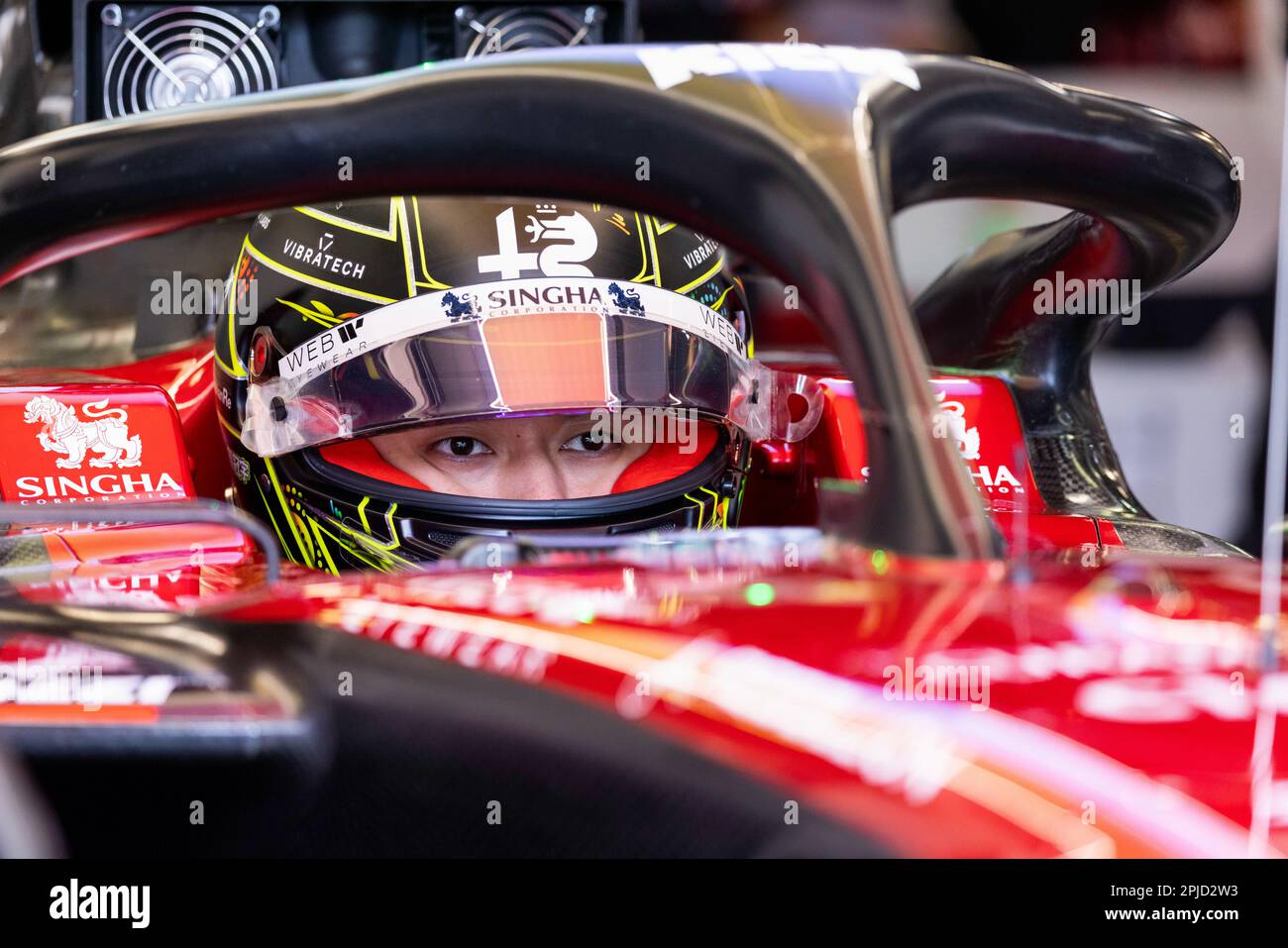 Melbourne, Australia. 01st Apr, 2023. Zhou Guanyu of China drives the ...