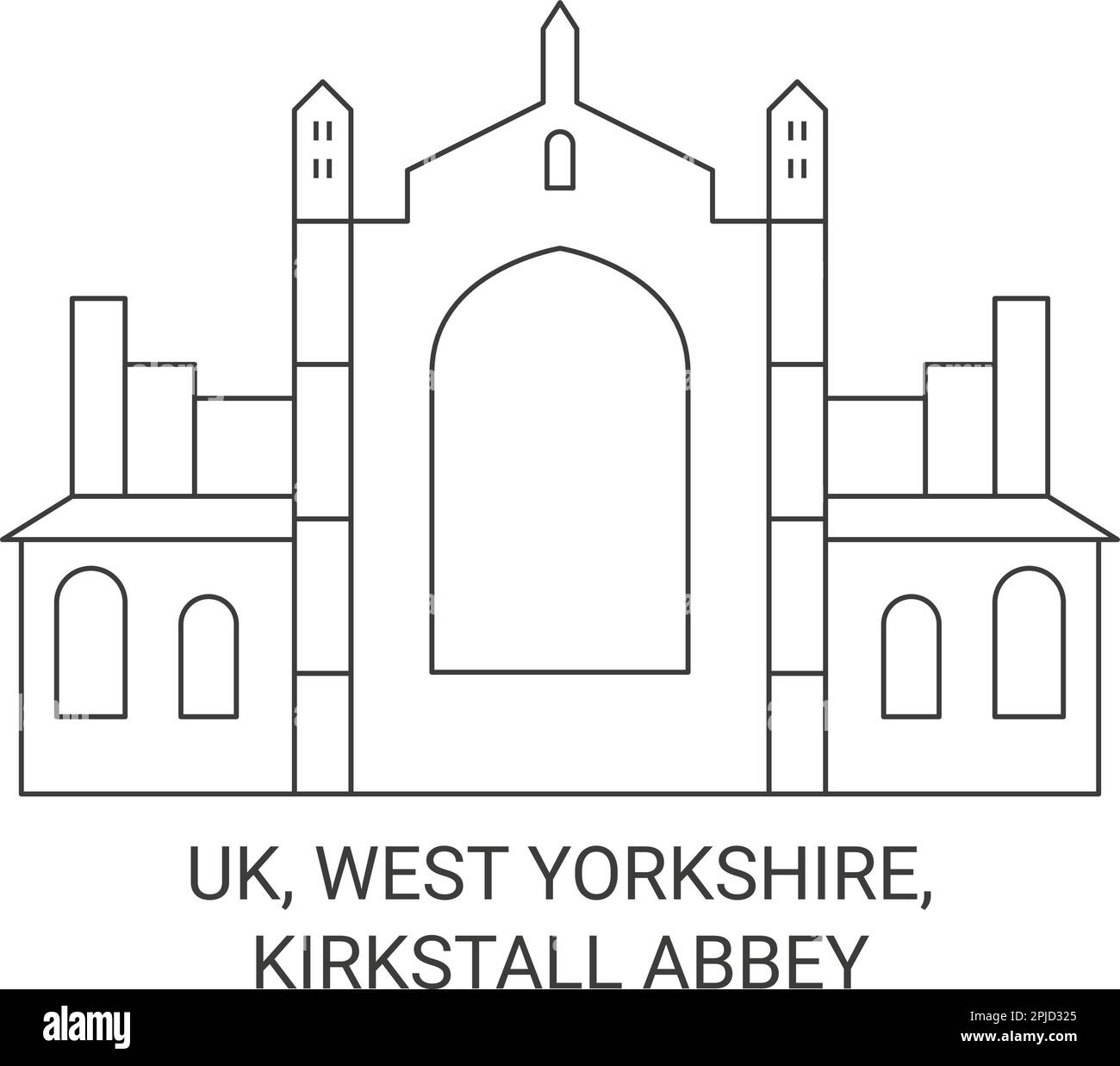 Uk, West Yorkshire, Kirkstall Abbey travel landmark vector illustration ...