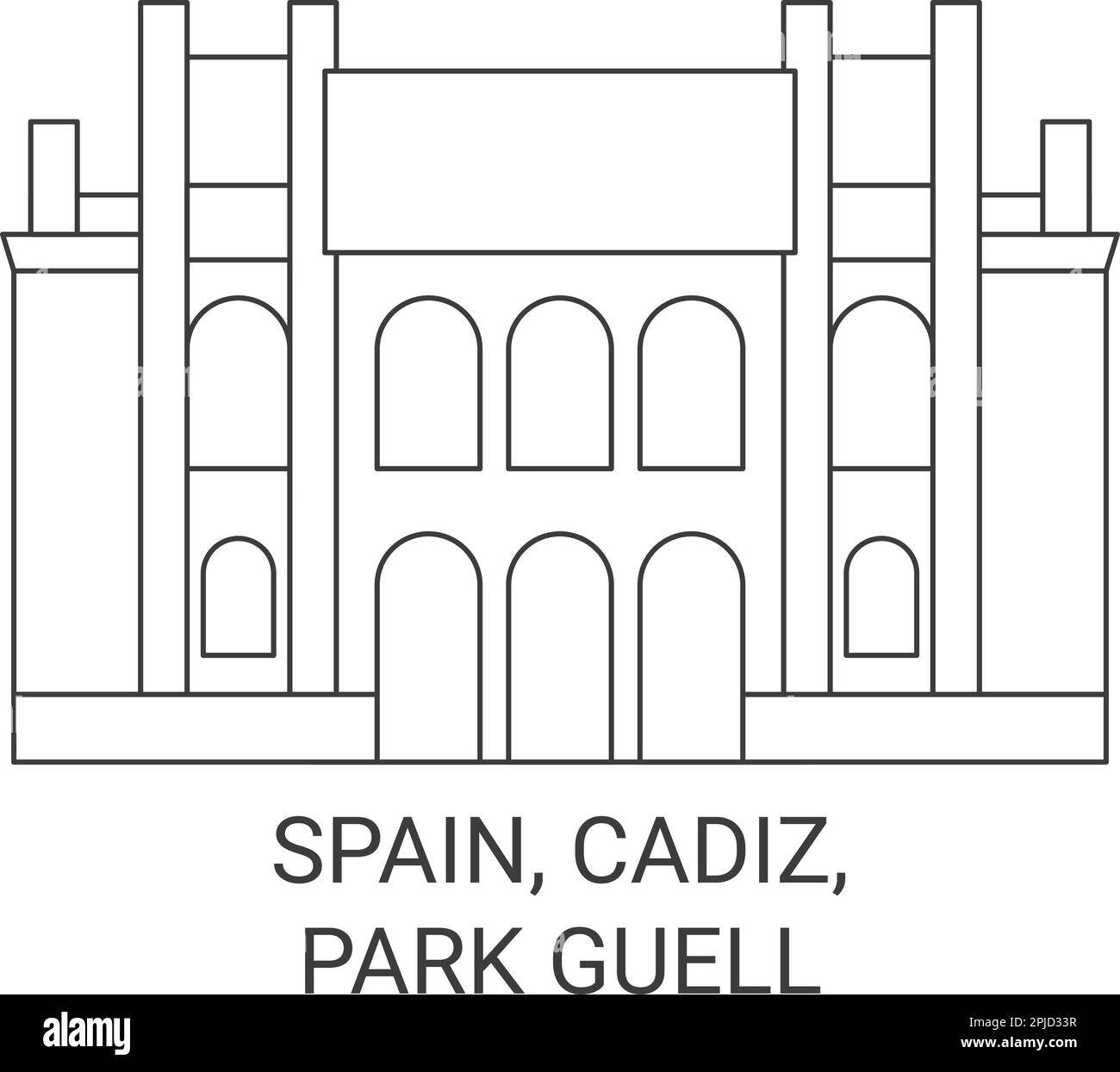 Spain, Cadiz, Park Guell travel landmark vector illustration Stock ...