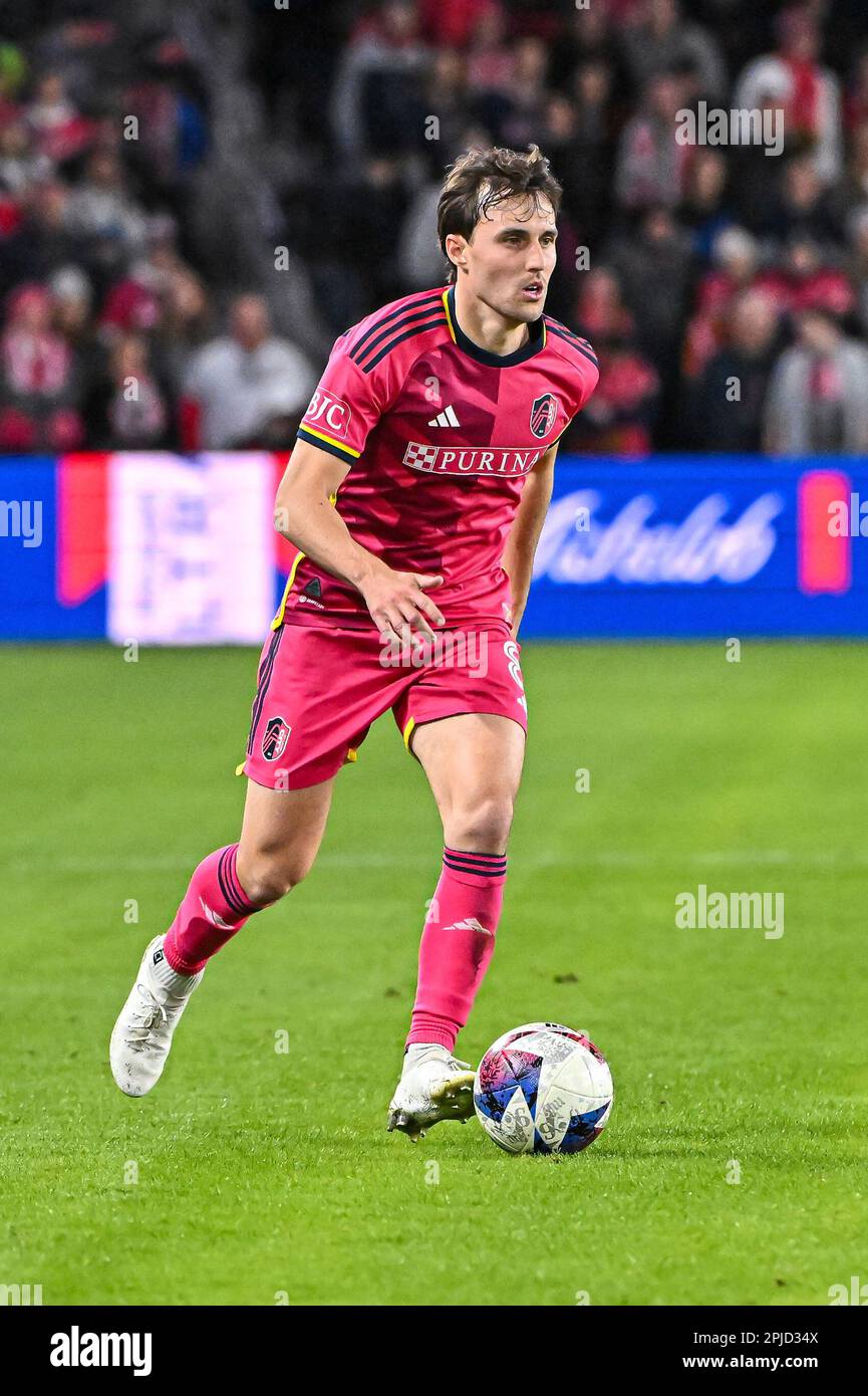 ST. LOUIS, MO - APRIL 01: St. Louis City midfielder Jared Stroud (8 ...