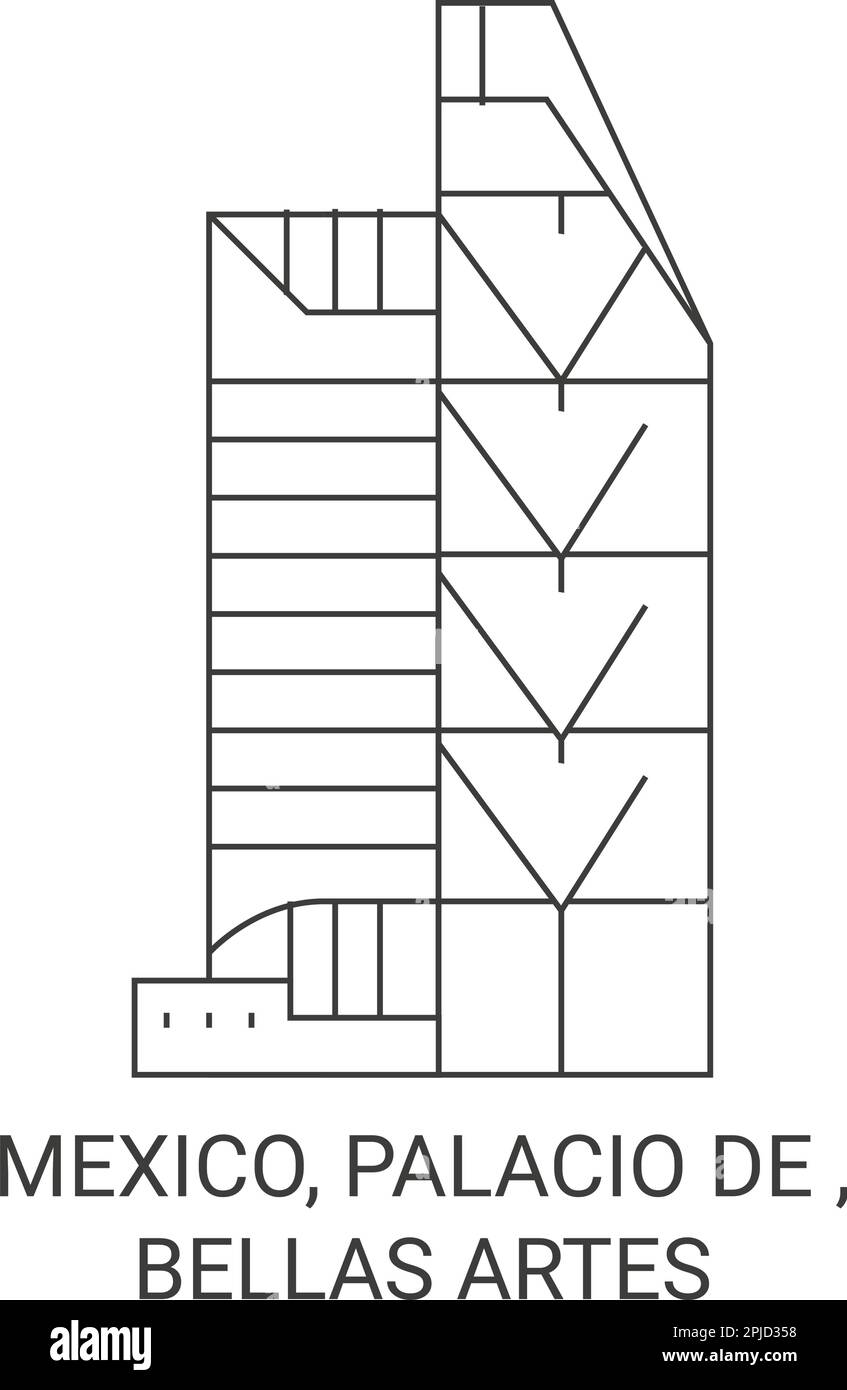 Mexico, Palacio De , Bellas Artes travel landmark vector illustration ...