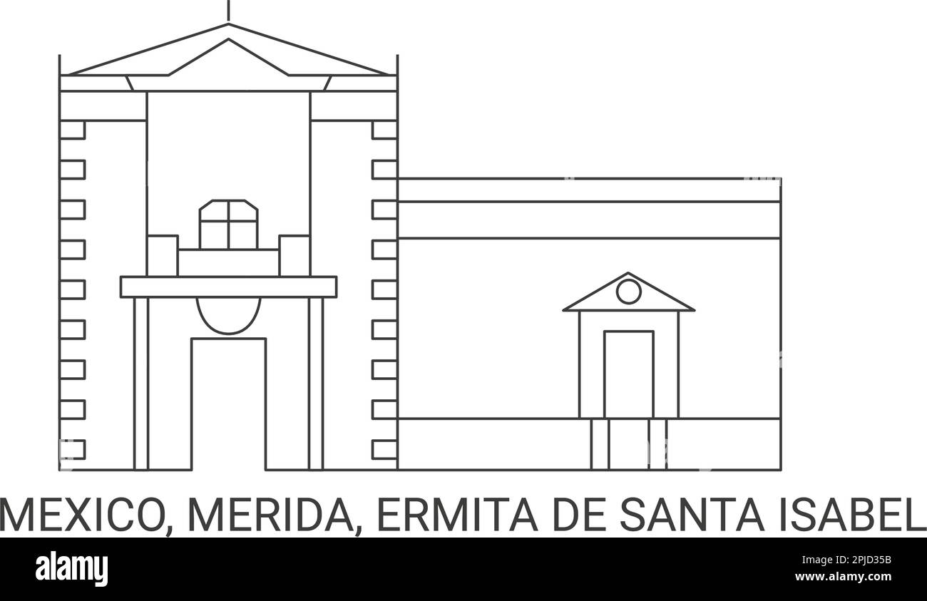 Mexico, Merida, Ermita De Santa Isabel, travel landmark vector ...
