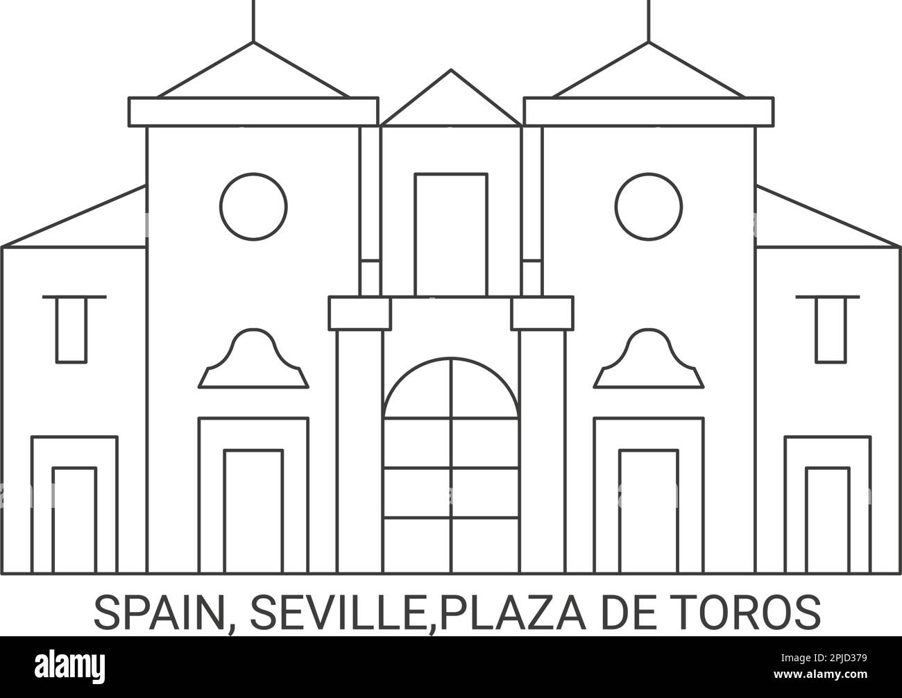 Spain, Seville,Plaza De Toros , travel landmark vector illustration ...