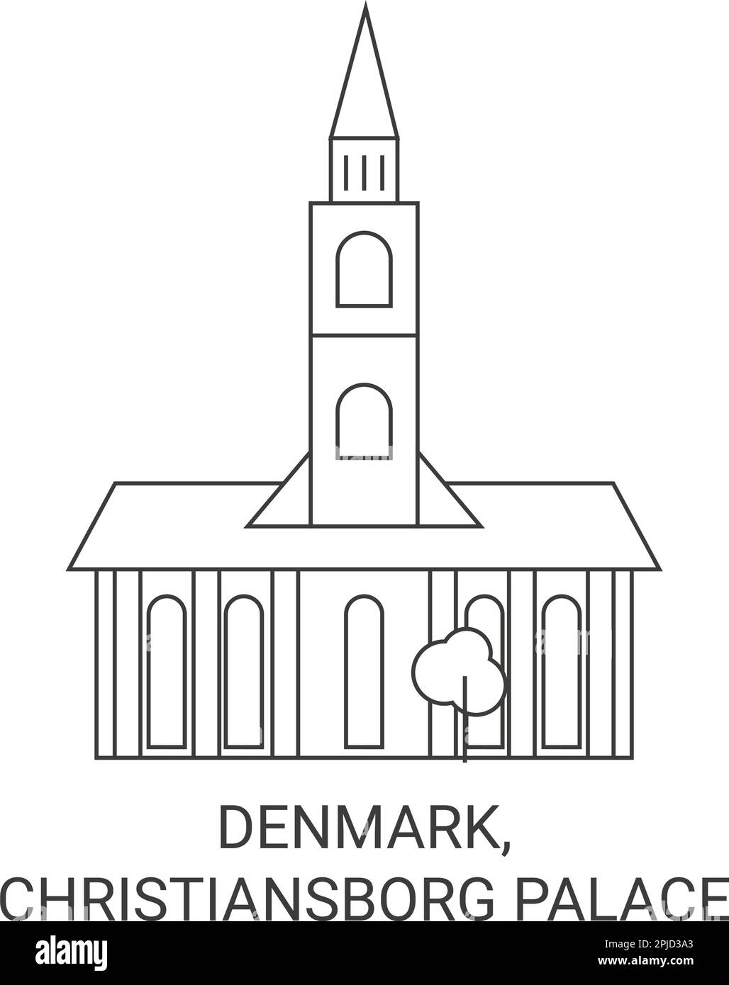 Denmark, Christiansborg Palace travel landmark vector illustration ...
