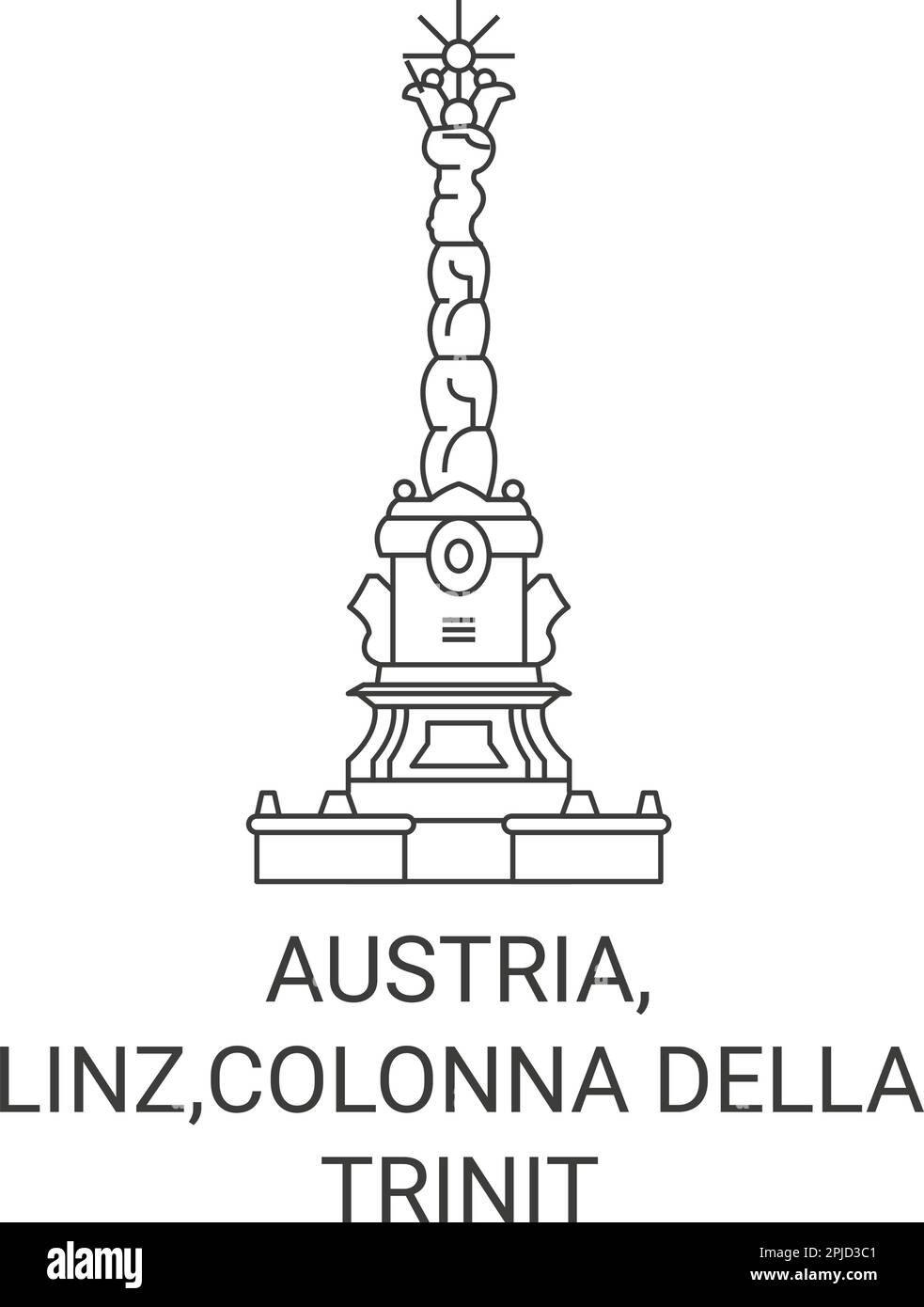 Austria, Linz,Colonna Della Trinit travel landmark vector illustration ...