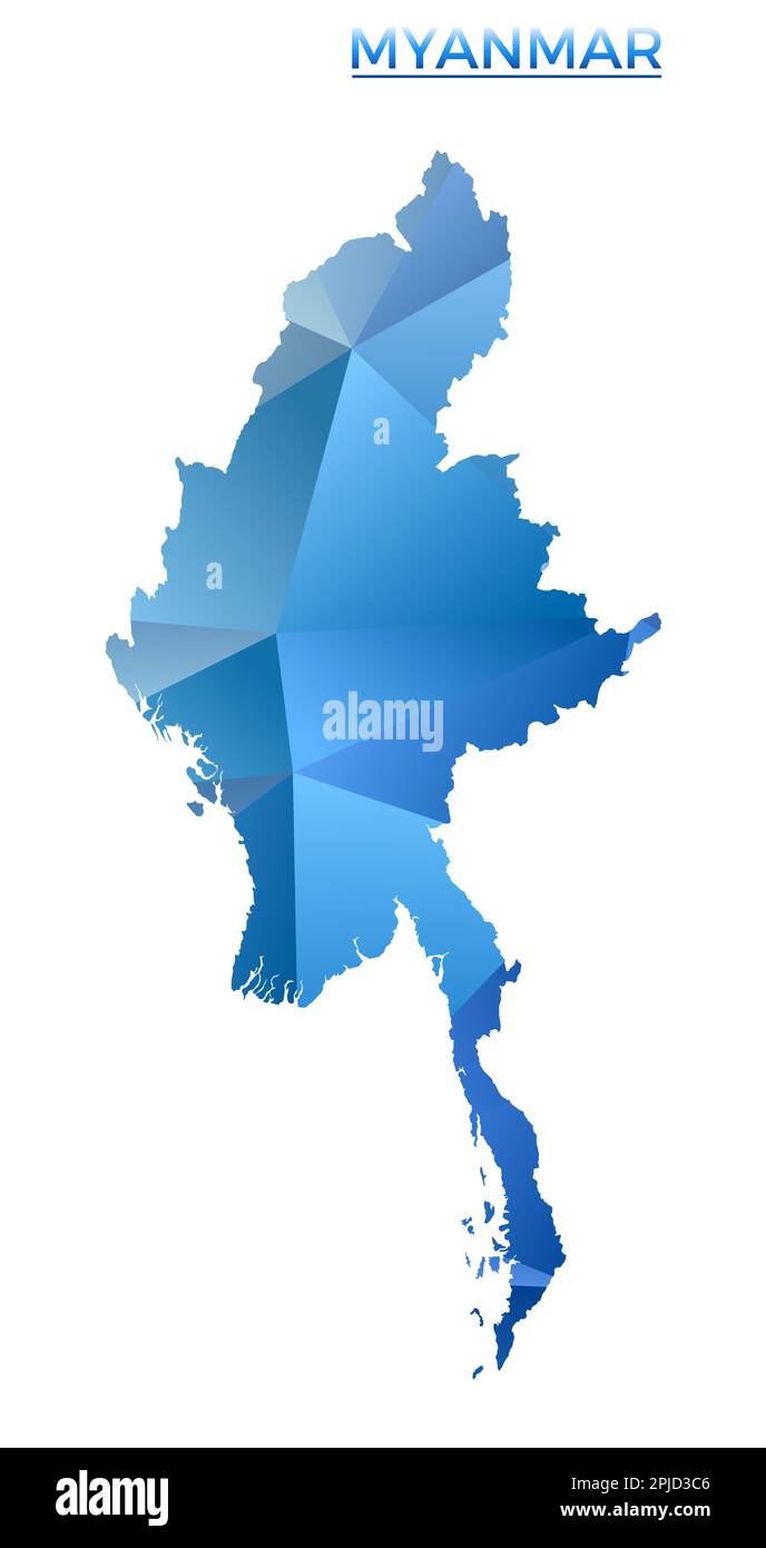 Vector polygonal Myanmar map. Vibrant geometric country in low poly ...