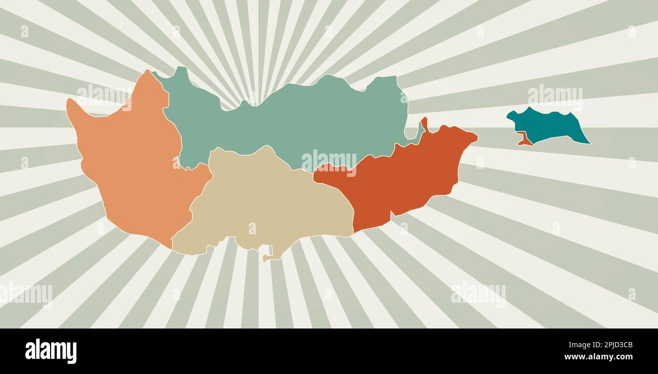 Cyprus map. Poster with map of the country in retro color palette ...