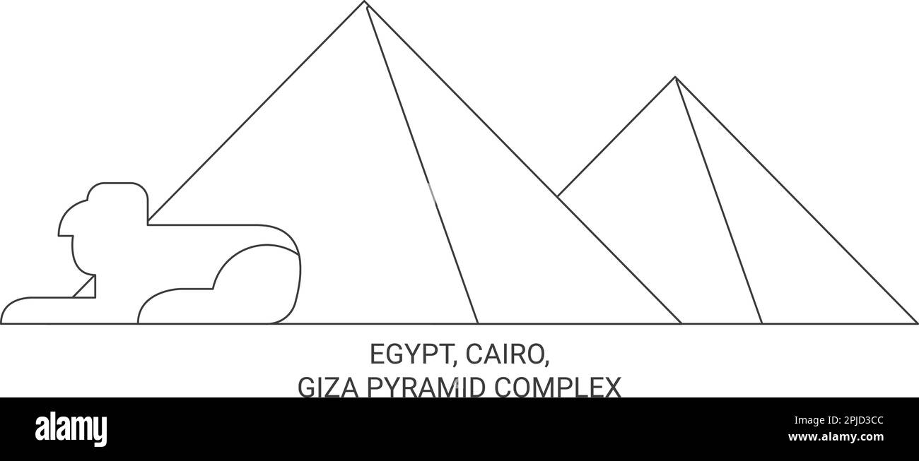 Egypt, Cairo, Giza Pyramid Complex travel landmark vector illustration ...
