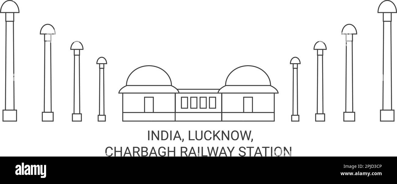 India, Lucknow, Charbagh Railway Station travel landmark vector ...