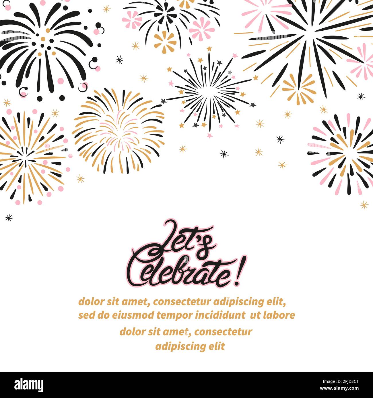 Vector celebration background with abstract fireworks. Let's celebrate ...