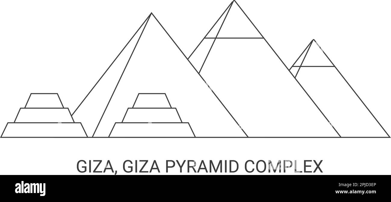 Egypt, Giza, Giza Pyramid Complex, travel landmark vector illustration ...