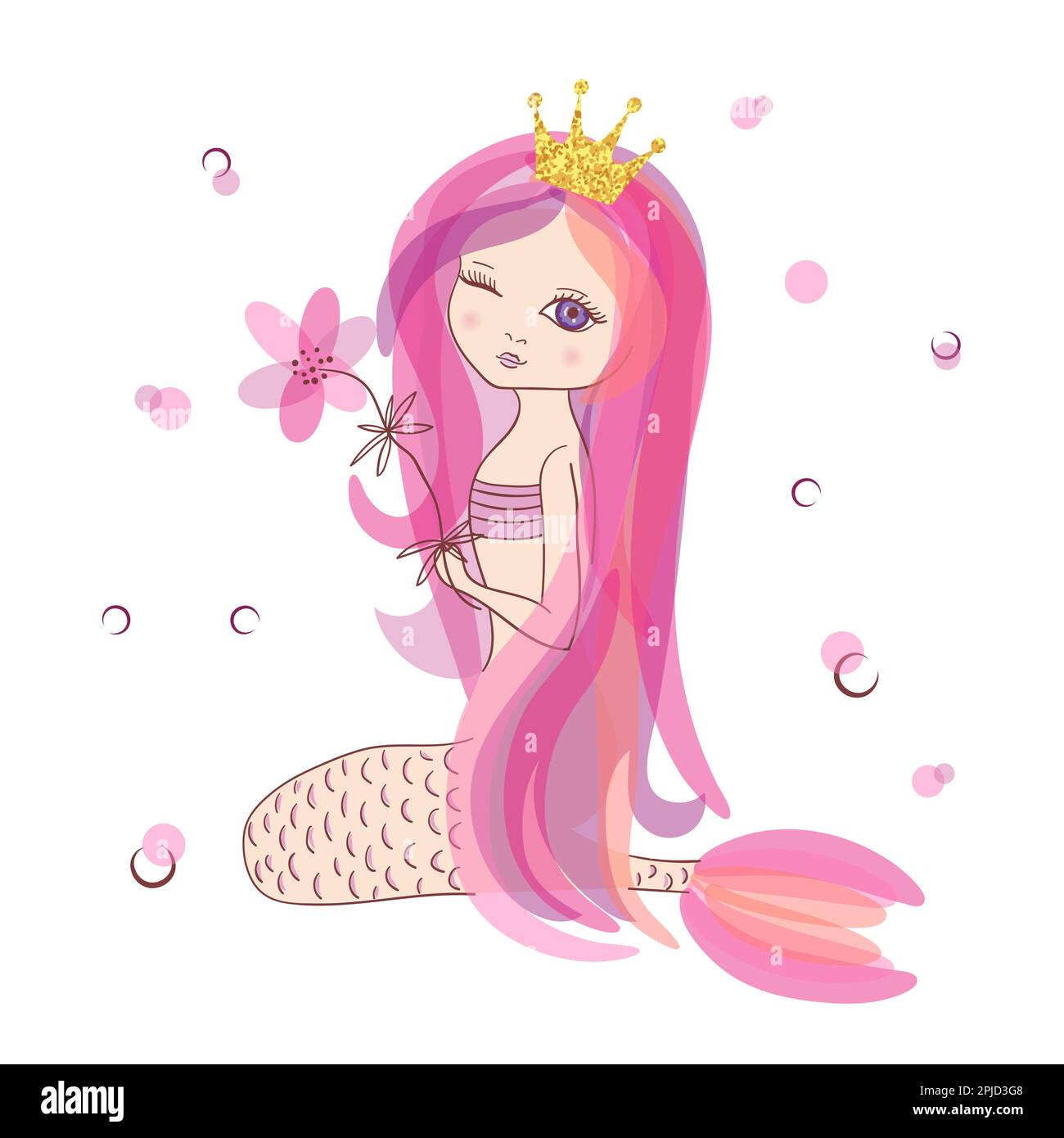 Little mermaid girl vector Stock Vector Images - Alamy