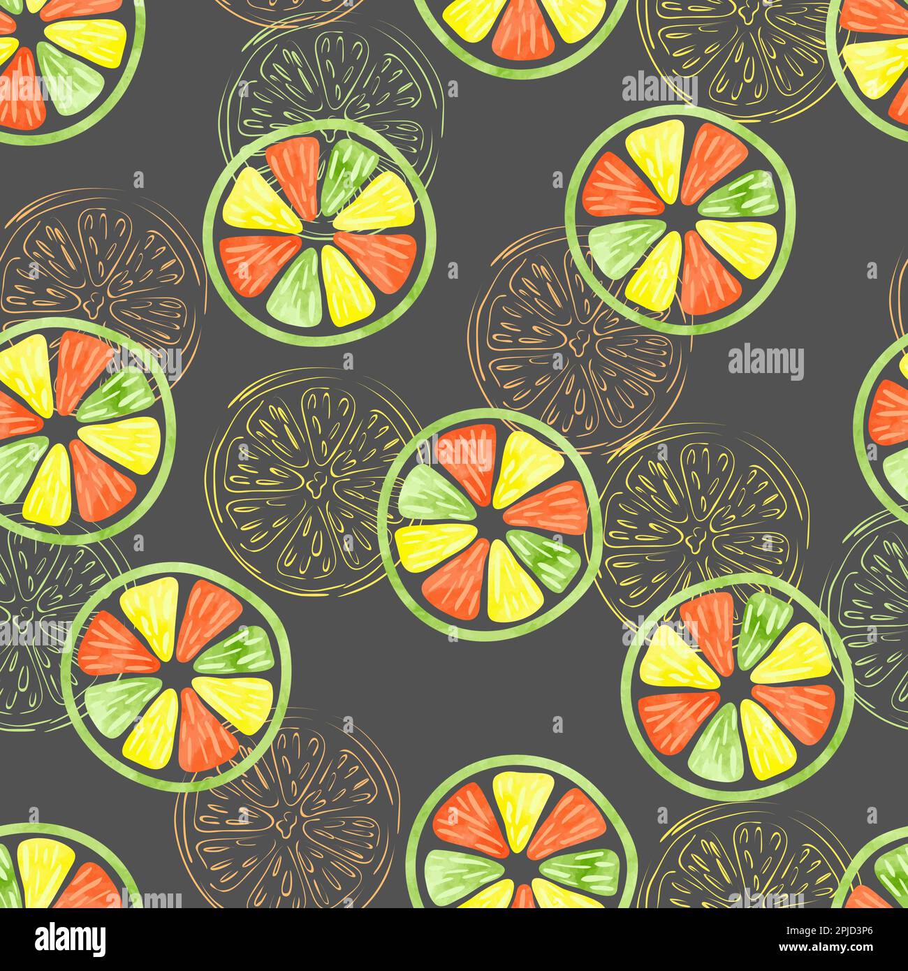 Watercolor citrus pattern Stock Vector Images - Alamy