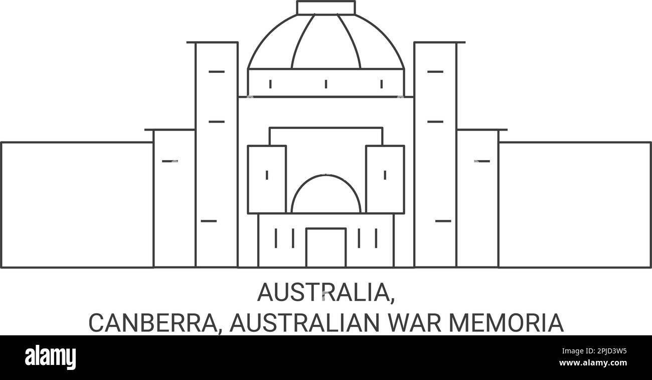 Australia, Canberra, Australian War Memoria travel landmark vector illustration Stock Vector ...