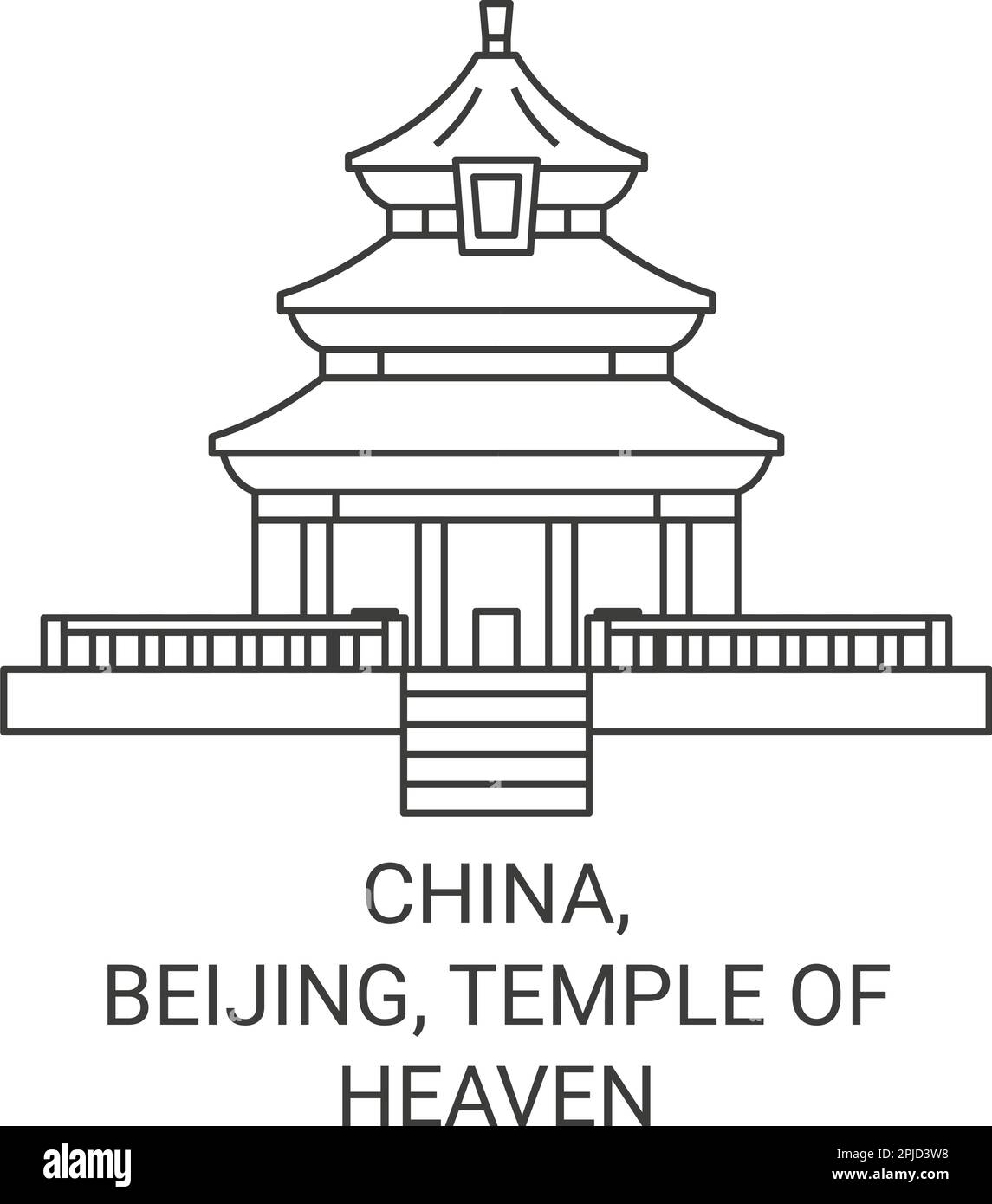 China, Beijing, Temple Of Heaven travel landmark vector illustration ...