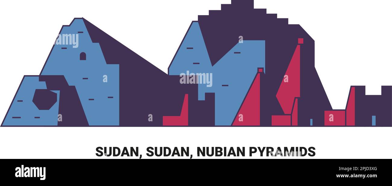 Sudan, Sudan, Nubian Pyramids, travel landmark vector illustration ...