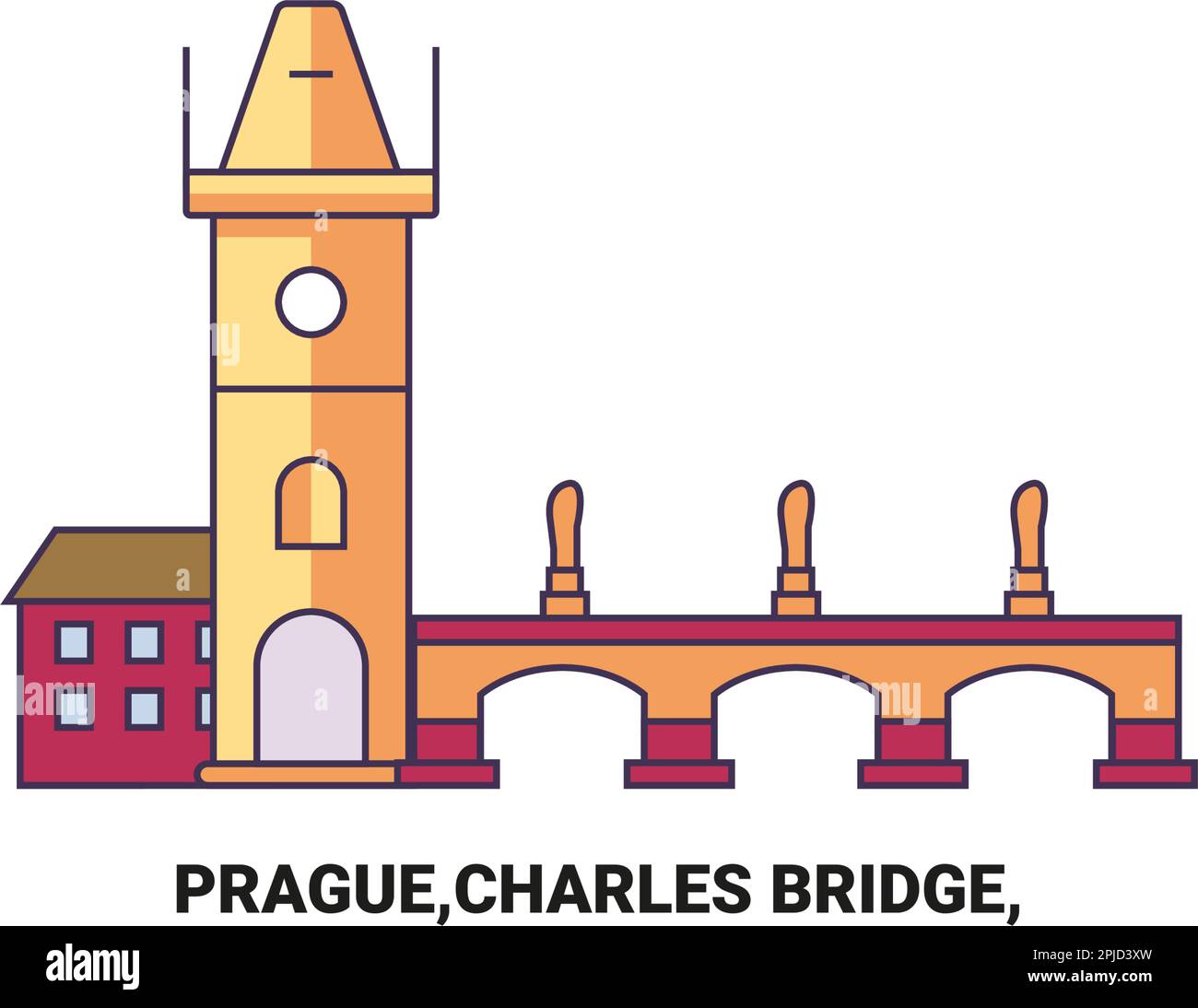 Czech Republic, Prague,Charles Bridge travel landmark vector ...