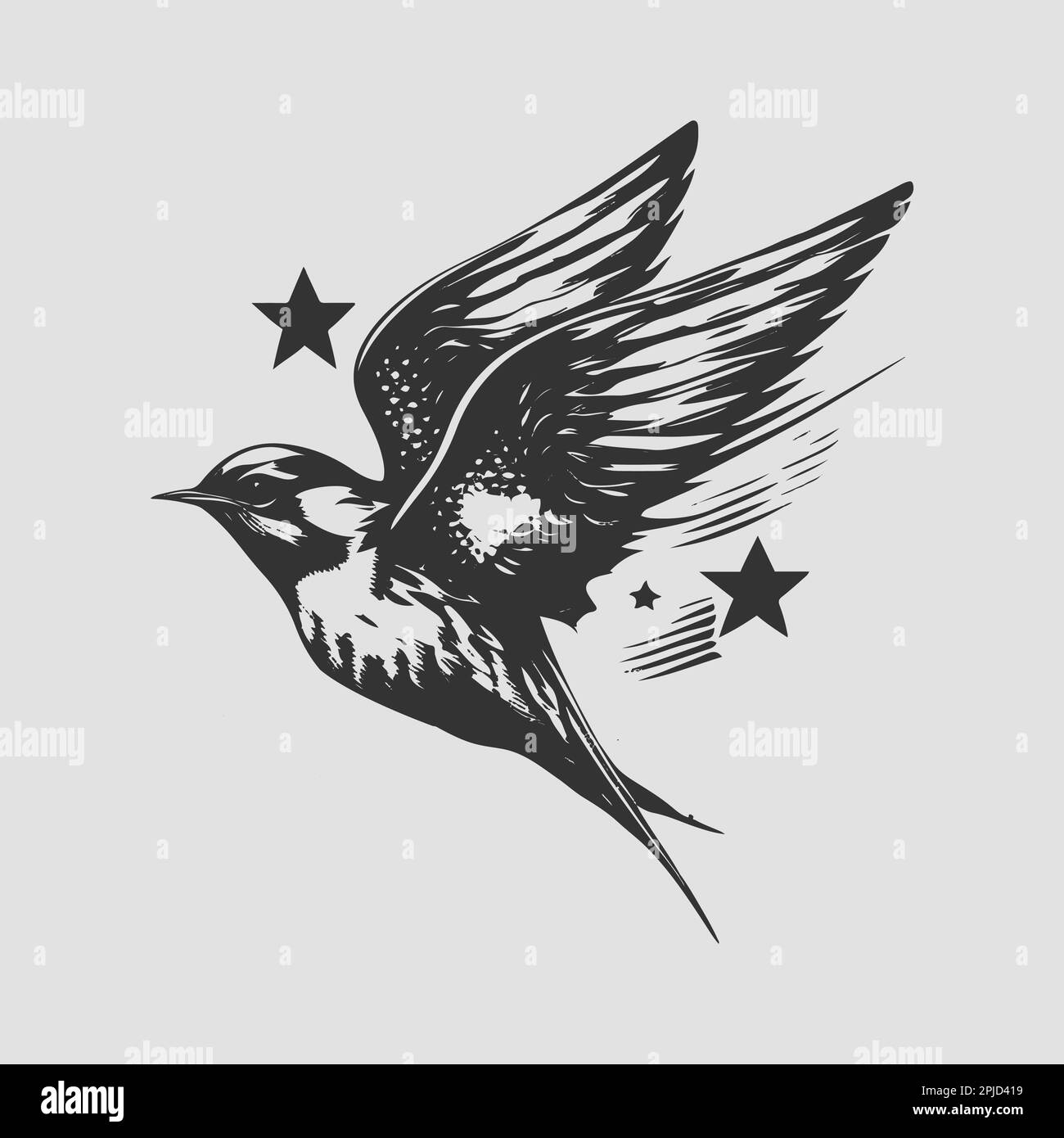 swallow bird illustration vector. retro bird style illustration. bird vector illustration Stock ...