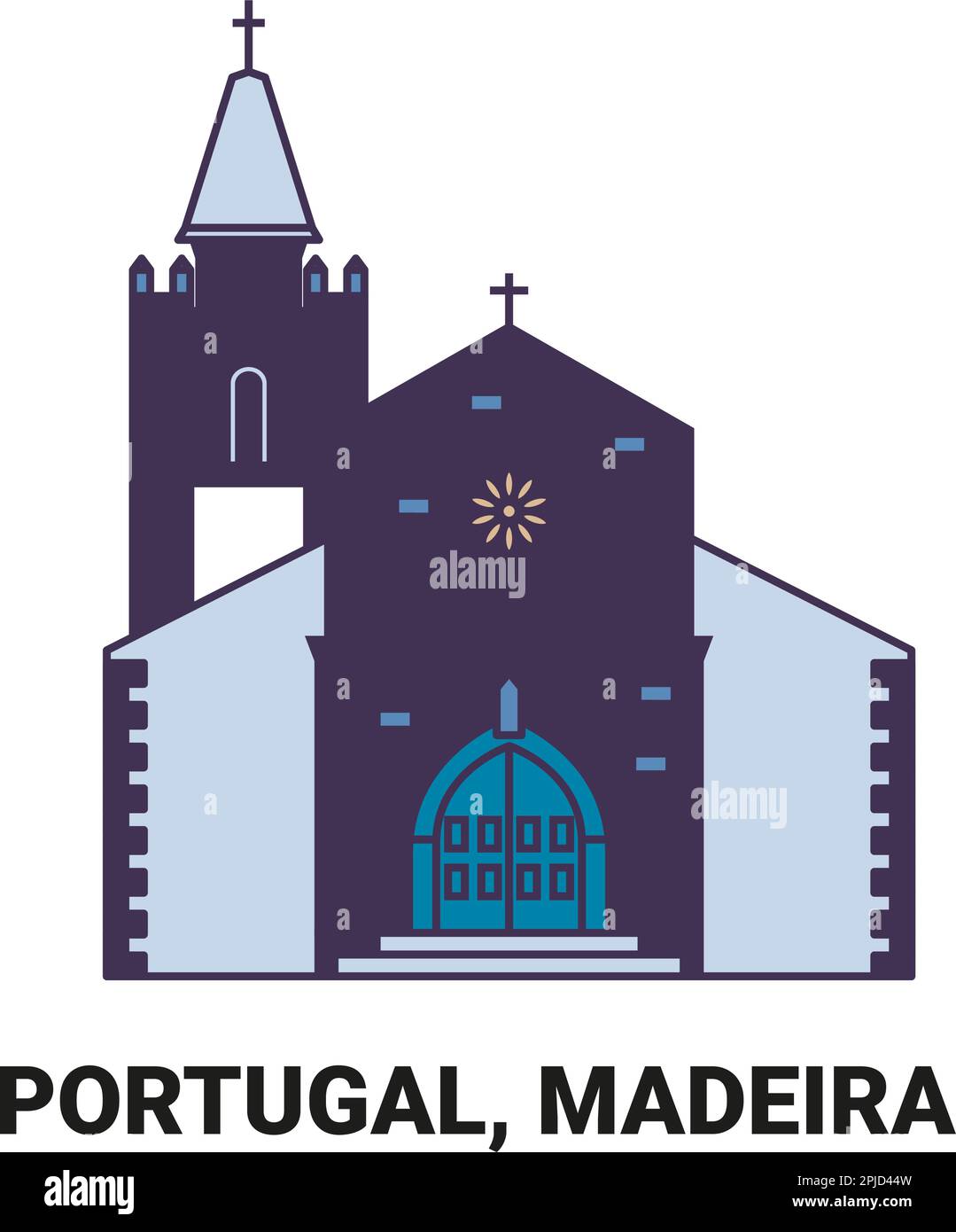 Portugal, Madeira, travel landmark vector illustration Stock Vector ...