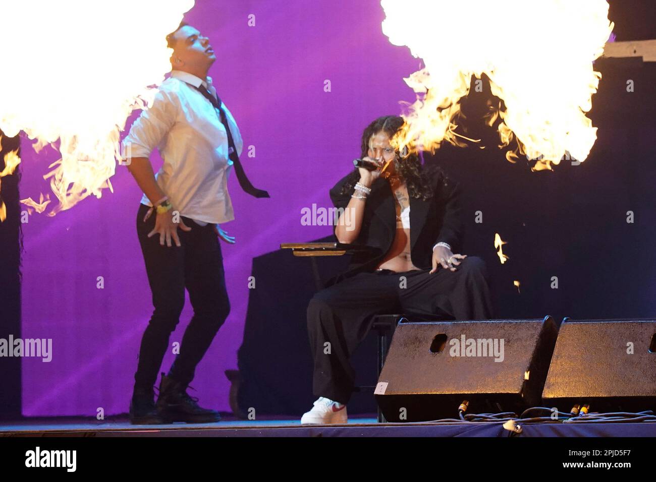 Dominican rapper Tokischa performs at the Axe Ceremonia music festival ...