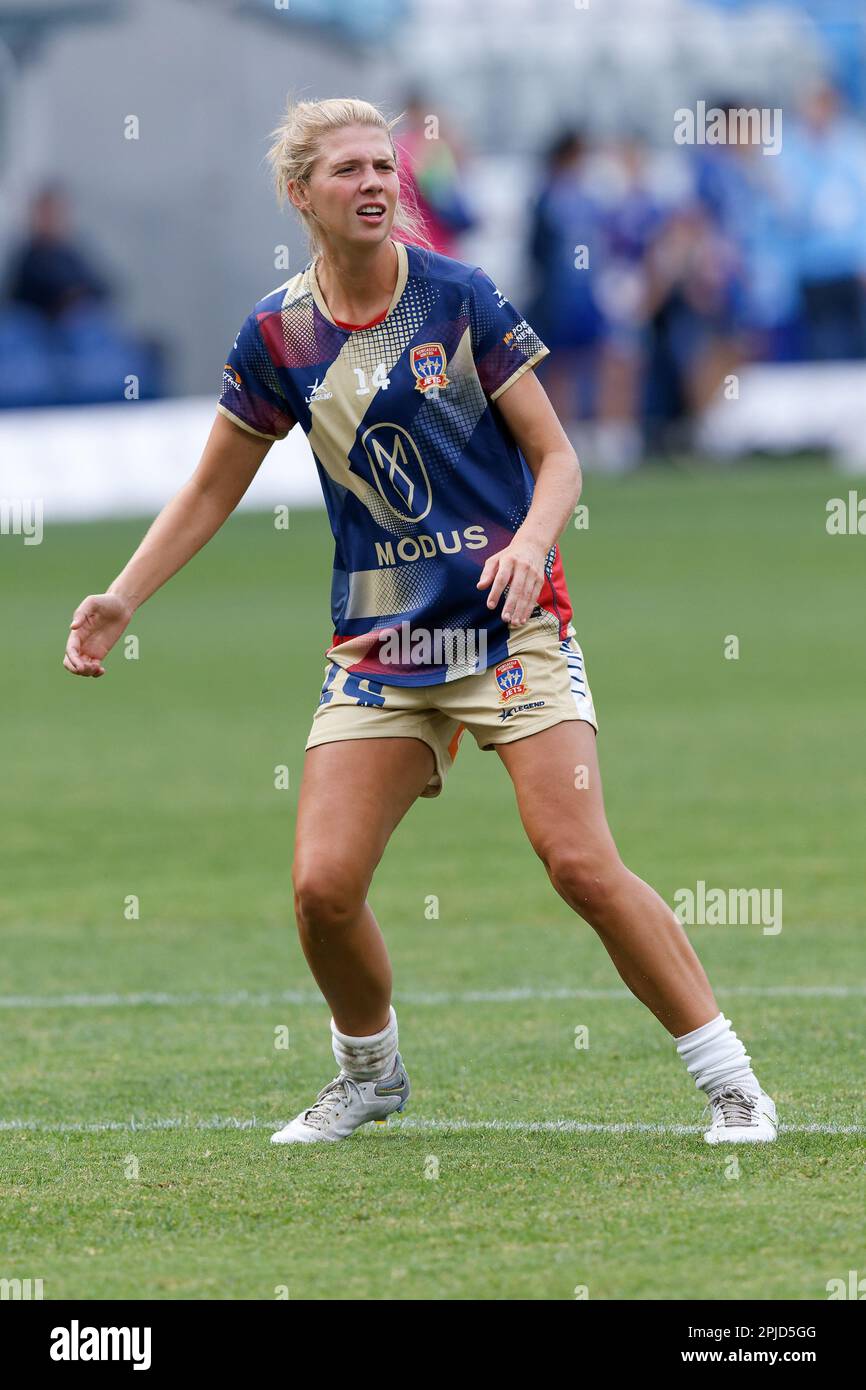 Lucy Johnson of the Jets warms up before the match between Sydney and ...