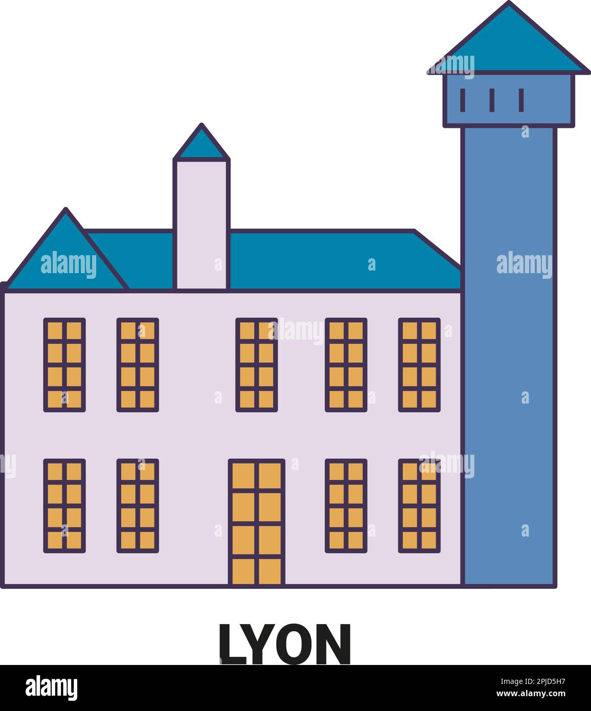 France, Lyon travel landmark vector illustration Stock Vector Image ...