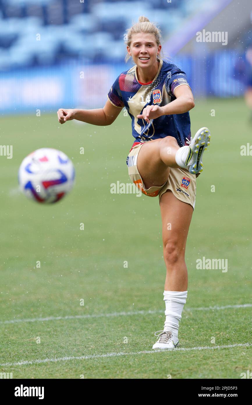 Lucy Johnson of the Jets warms up before the match between Sydney and ...