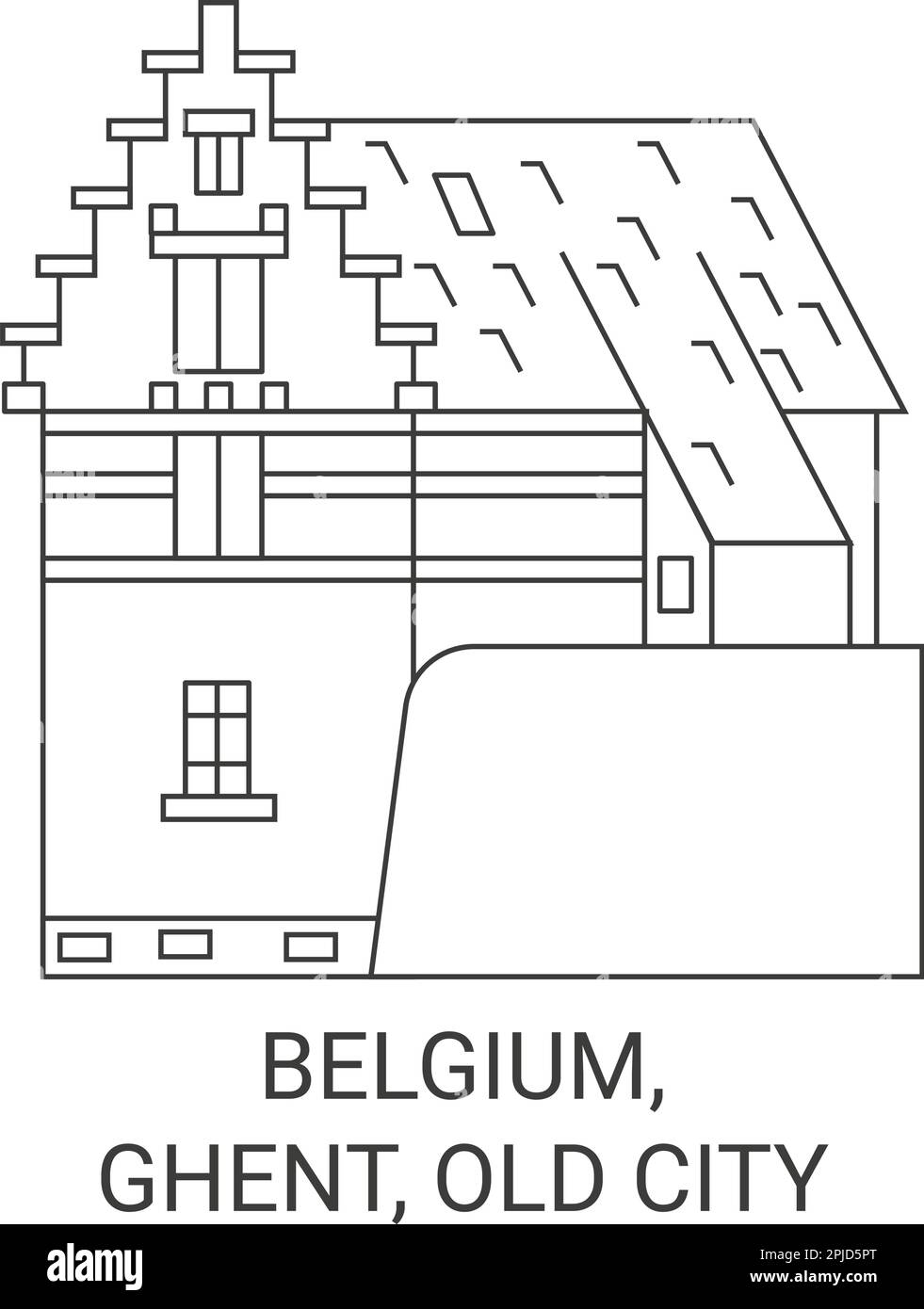 Belgium, Ghent, Old City travel landmark vector illustration Stock ...