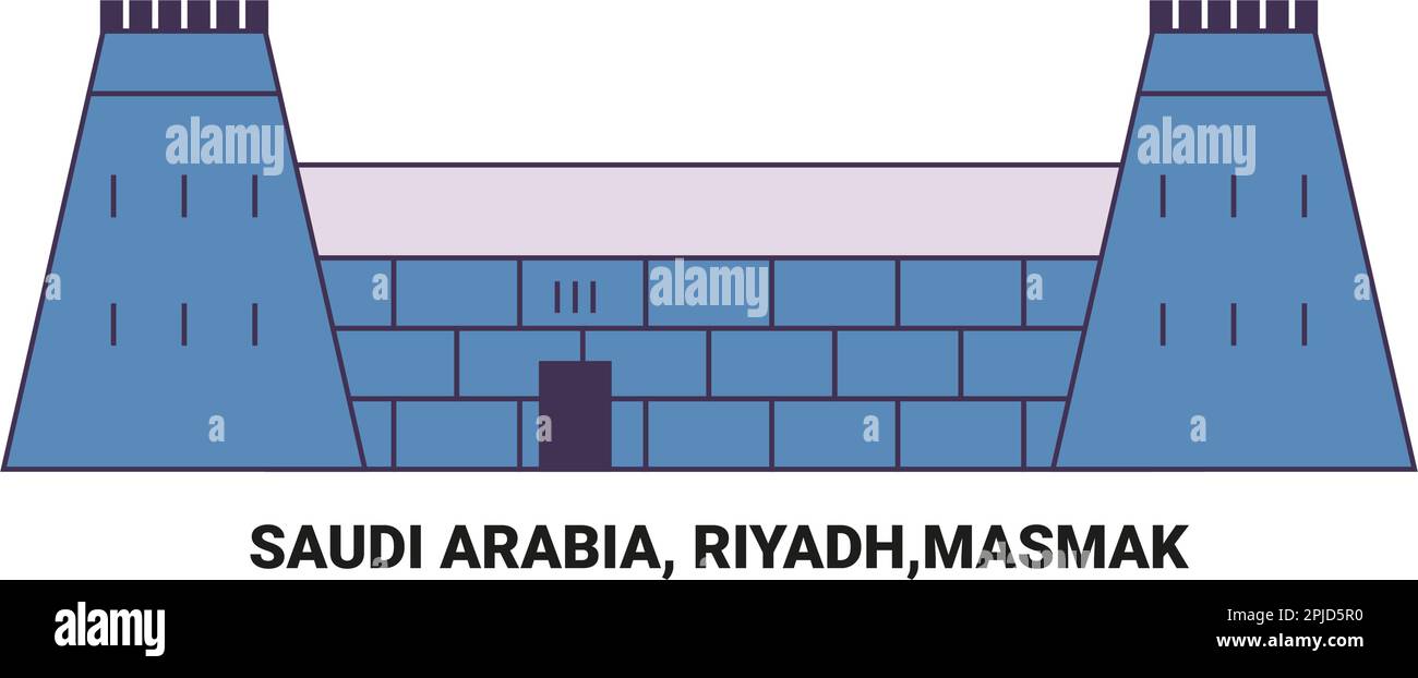 Saudi Arabia, Riyadh,Masmak, travel landmark vector illustration Stock ...