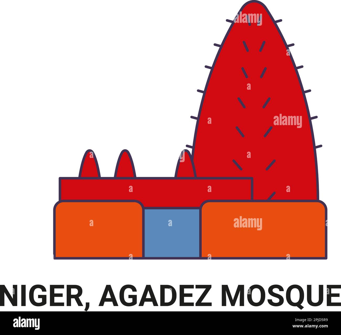 Niger, Agadez Mosque, travel landmark vector illustration Stock Vector ...