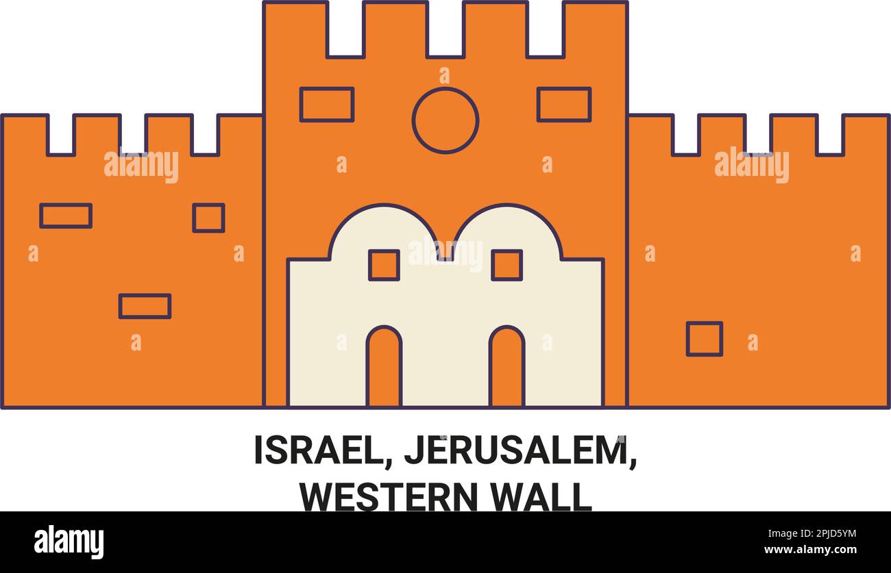 Israel, Jerusalem, Western Wall travel landmark vector illustration ...