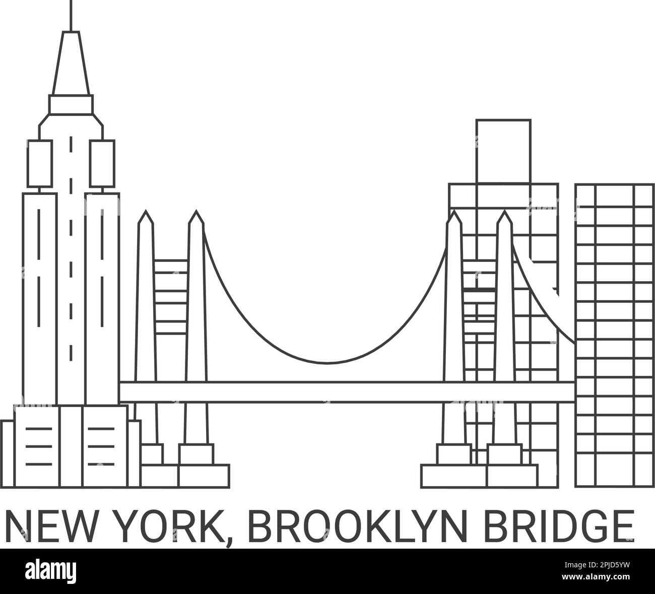 United States, New York, Brooklyn Bridge, travel landmark vector ...