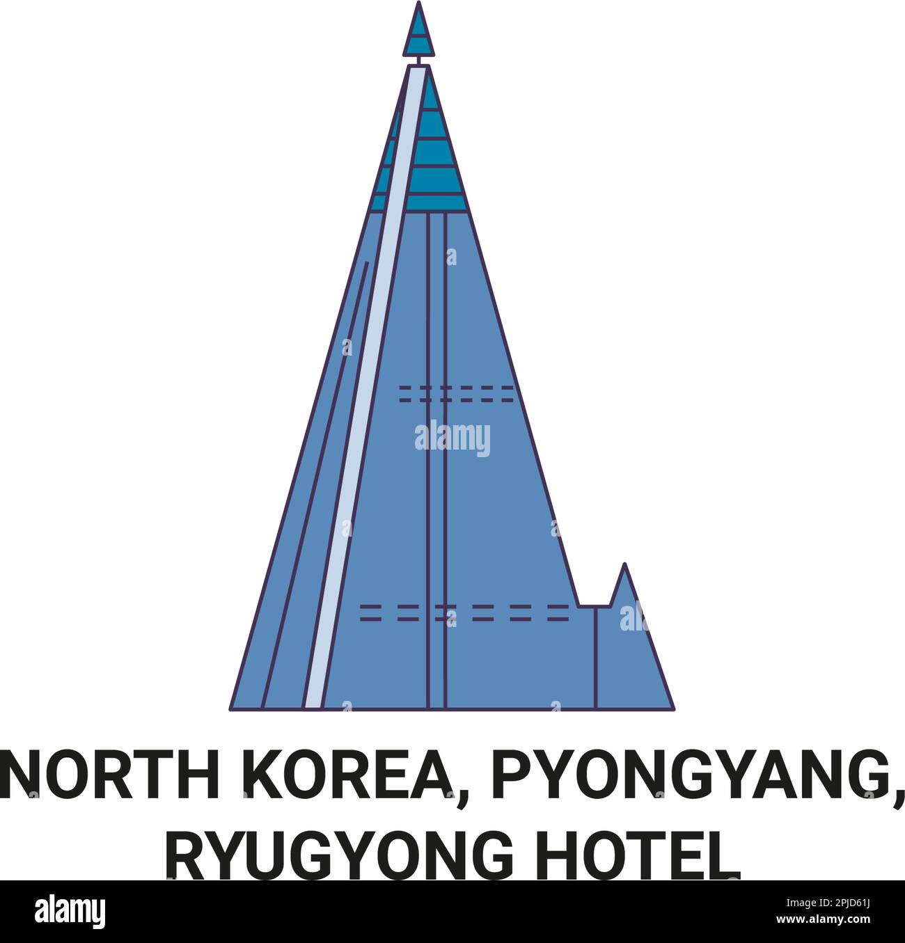 North Korea, Pyongyang, Ryugyong Hotel travel landmark vector ...