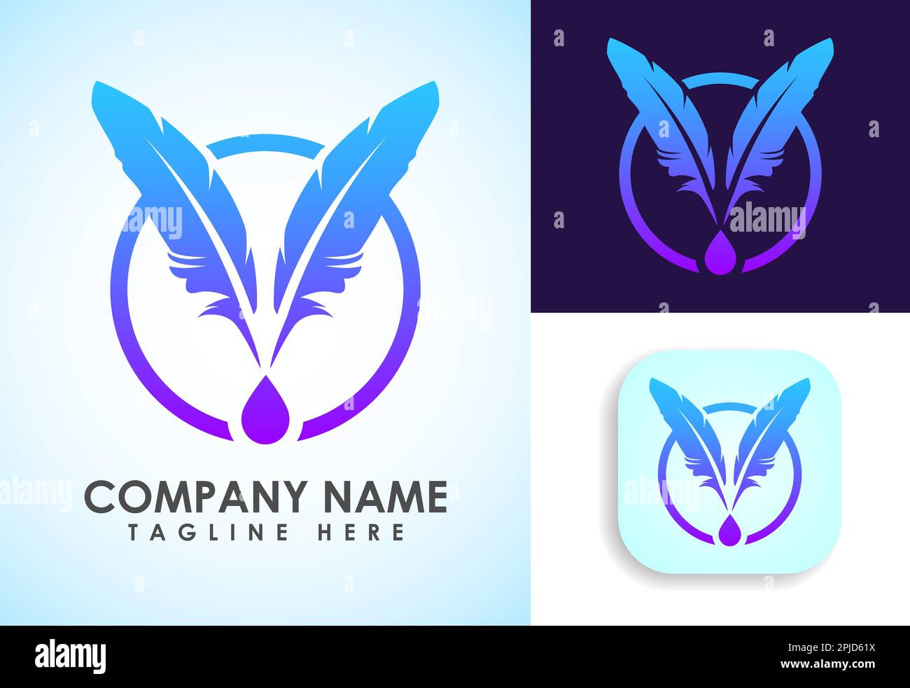 Feather logo design vector template. Feather logo for a writer or ...