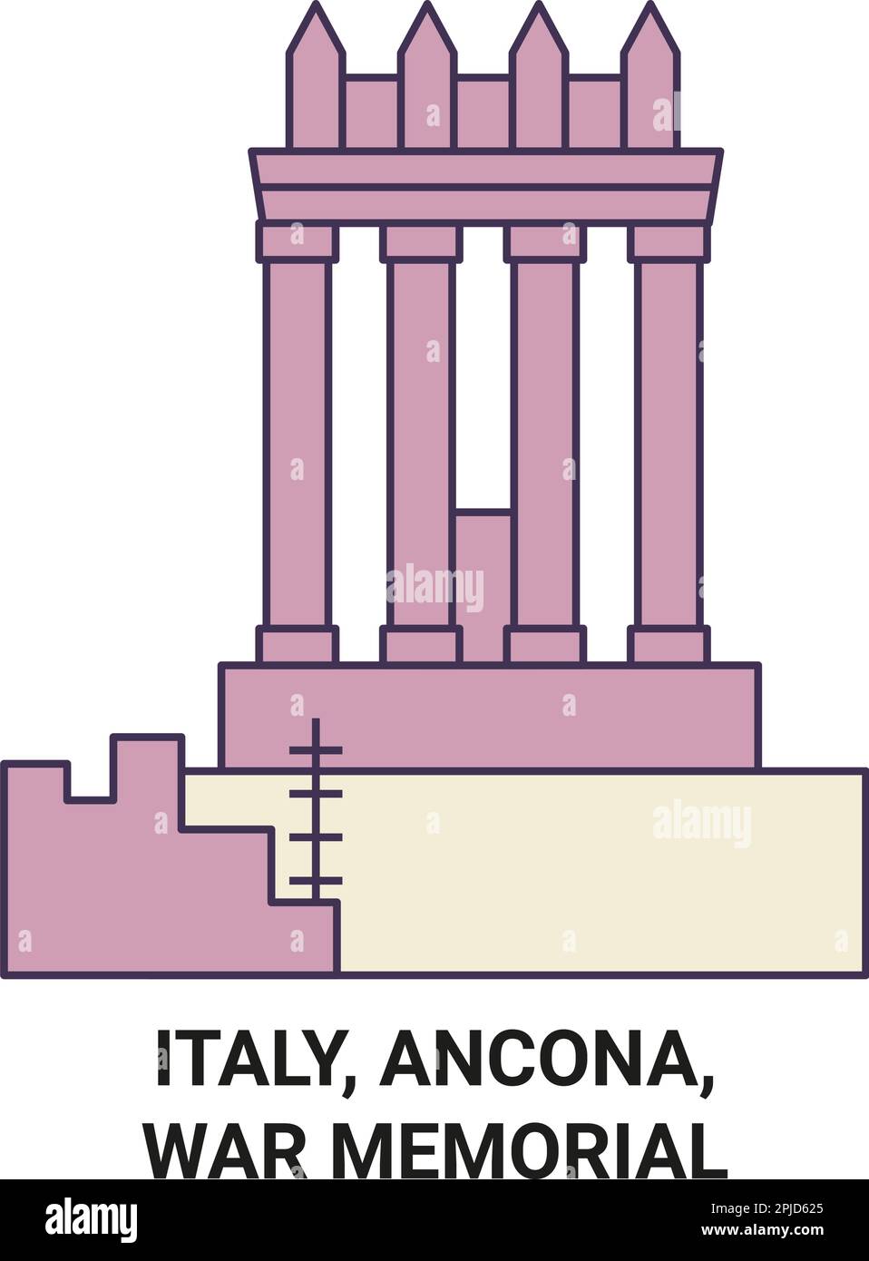 Italy, Ancona, War Memorial travel landmark vector illustration Stock ...