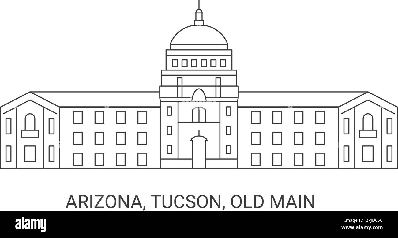United States, Arizona, Tucson, Old Main, travel landmark vector ...