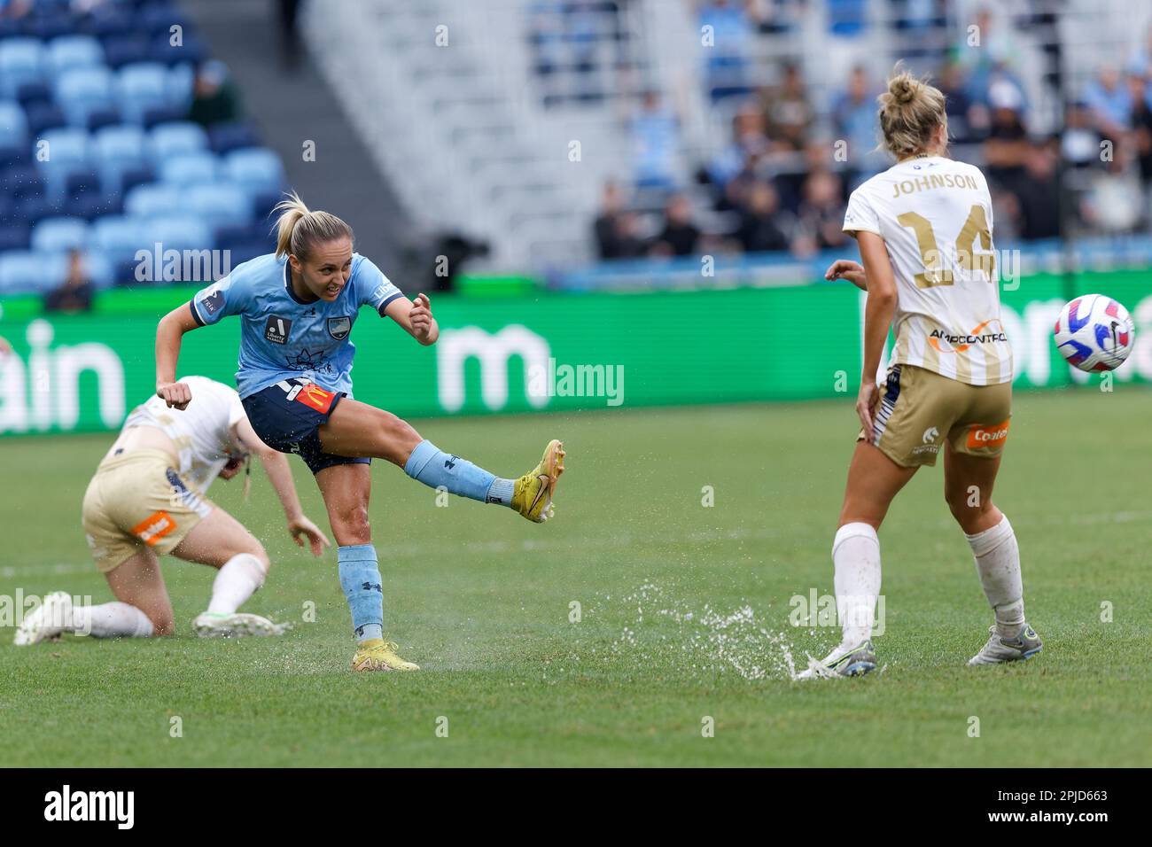 Mackenzie Hawkesby of Sydney FC kicks the ball during the match between ...